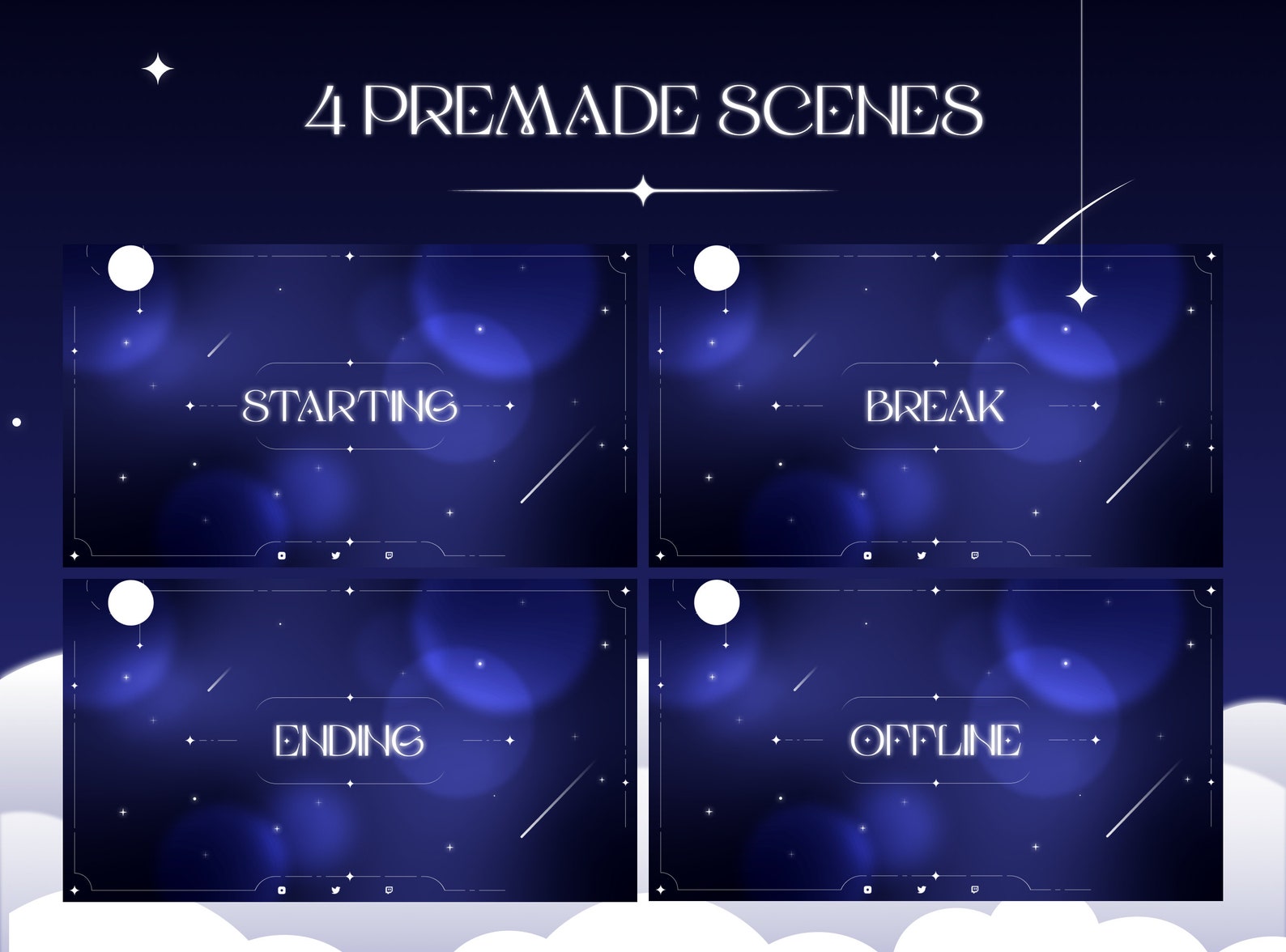 Animated Celestial Twitch Pack Overlay | Aesthetic Ready to Use Twitch ...