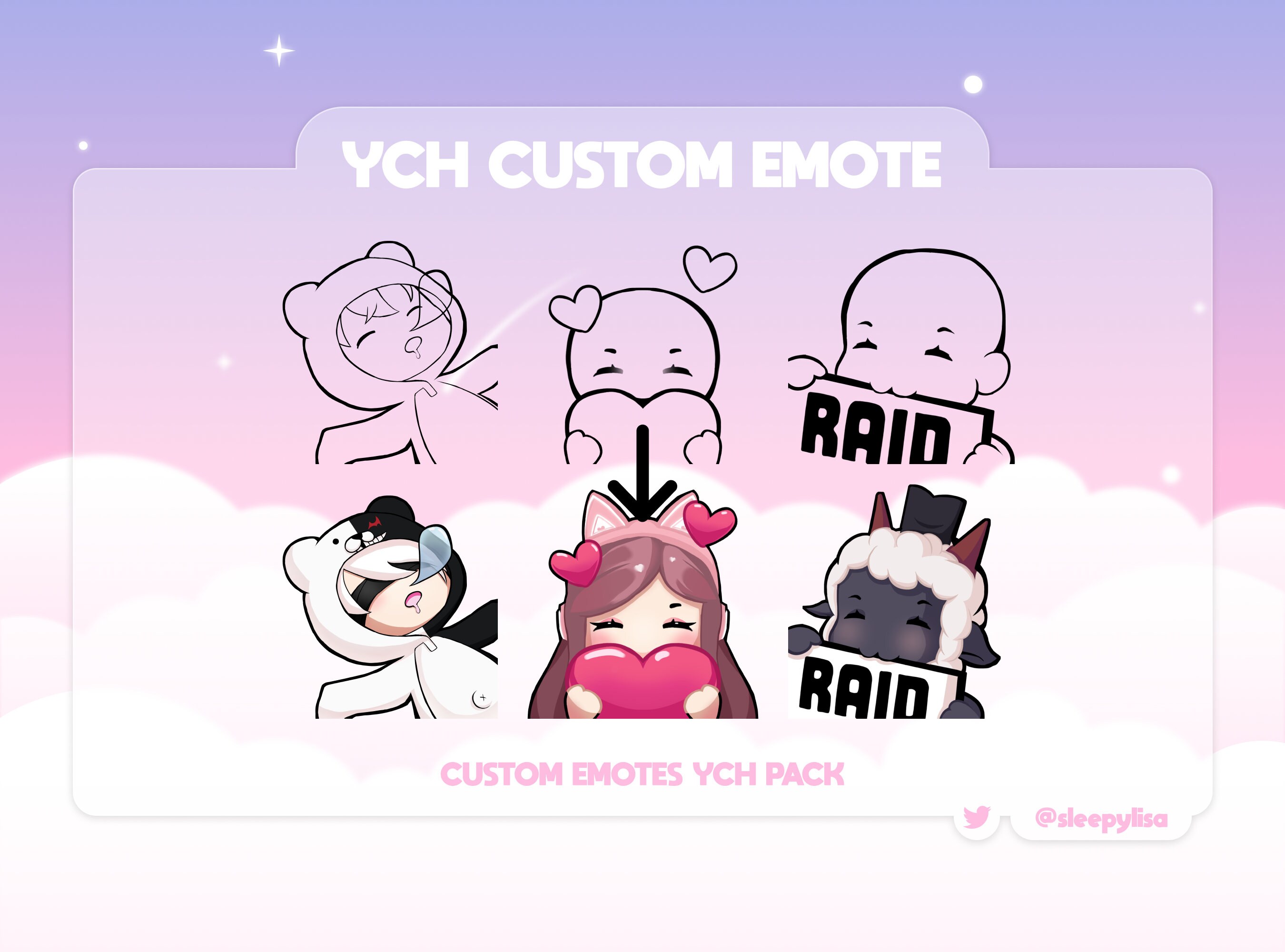 YCH Emote Base Set | Custom Emotes Pack Commission for Your Twitch ...