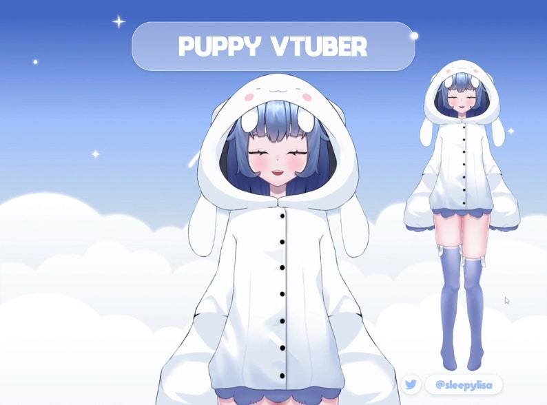 Cute Puppy Girl Vtuber Model Ready to Use Full Body Live2d - Etsy