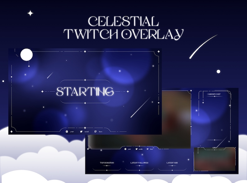Animated Celestial Twitch Pack Overlay Aesthetic Ready to Use Twitch Overlays Package for Your ...
