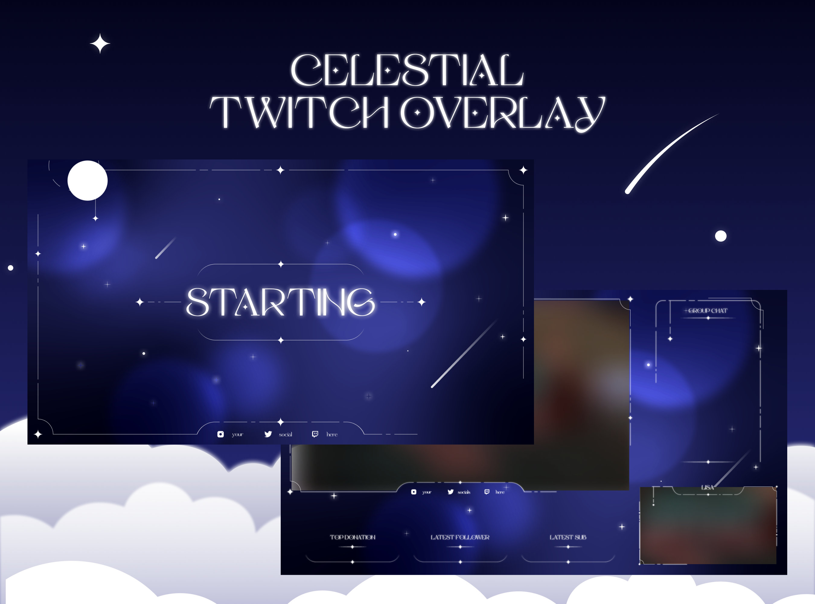 Animated Celestial Twitch Pack Overlay | Aesthetic Ready to Use Twitch ...