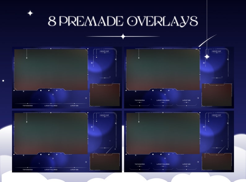 Animated Celestial Twitch Pack Overlay Aesthetic Ready to Use Twitch Overlays Package for Your ...