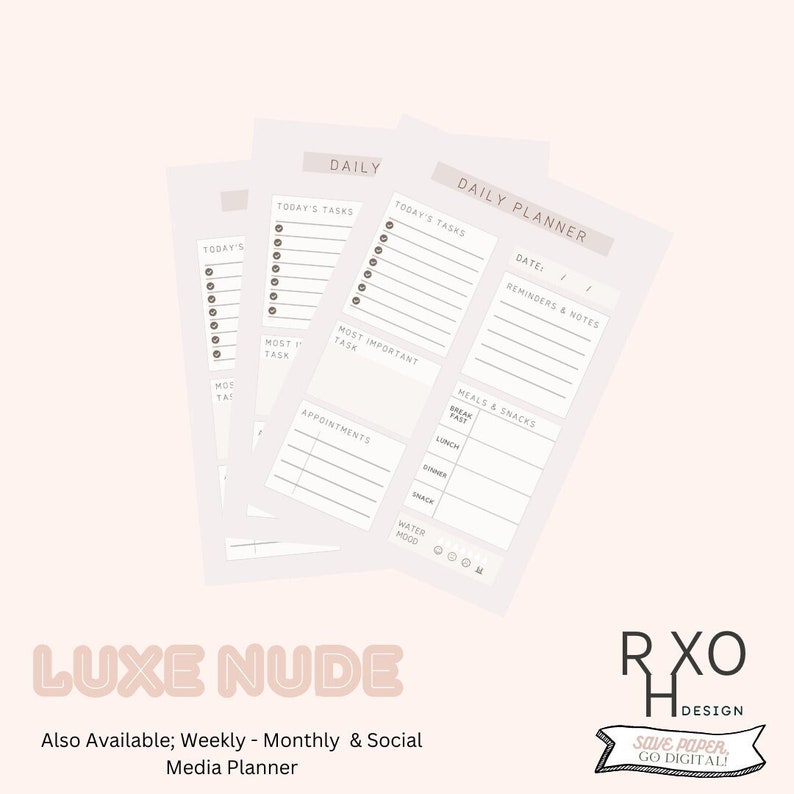 Luxe Nude Aesthetic Day Planner Digital Planner iPad Planner Digital ...