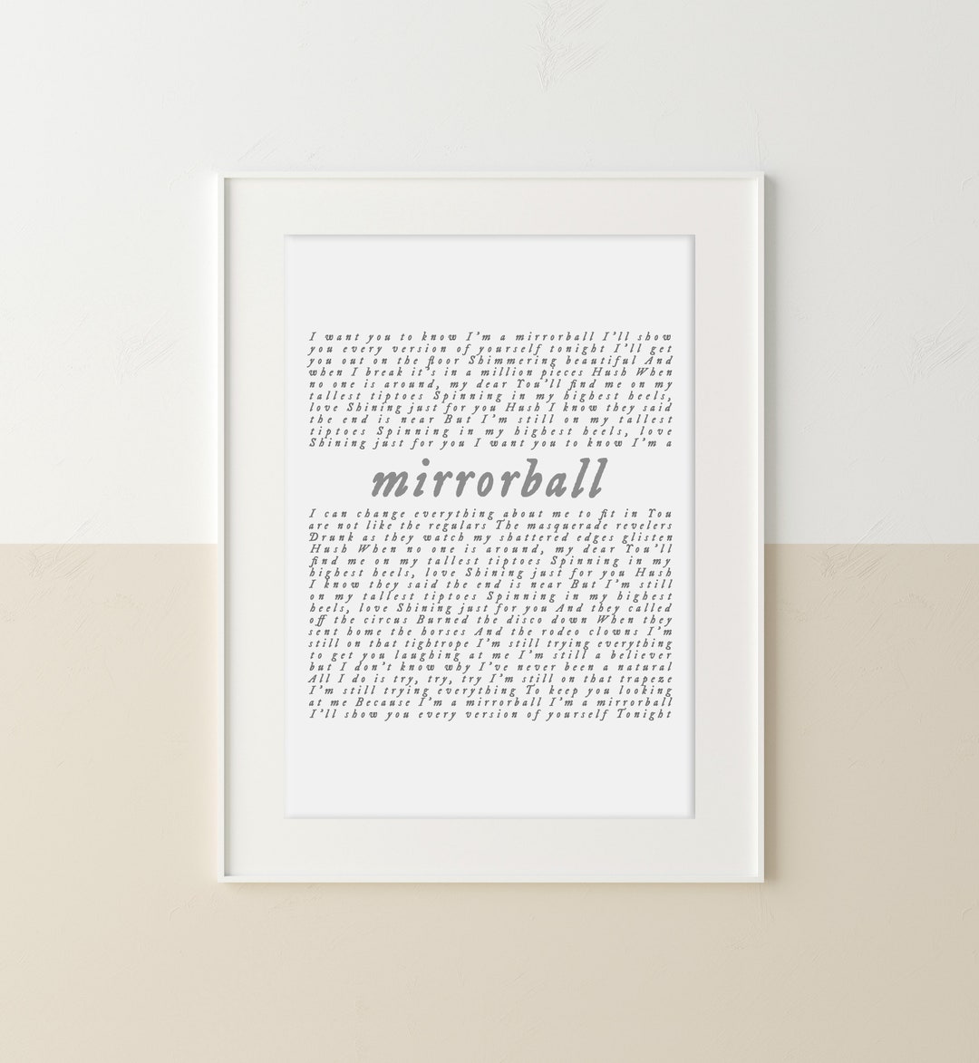 Mirrorball Taylor Swift Lyrics Folklore Album Physical Print, Wall Art ...