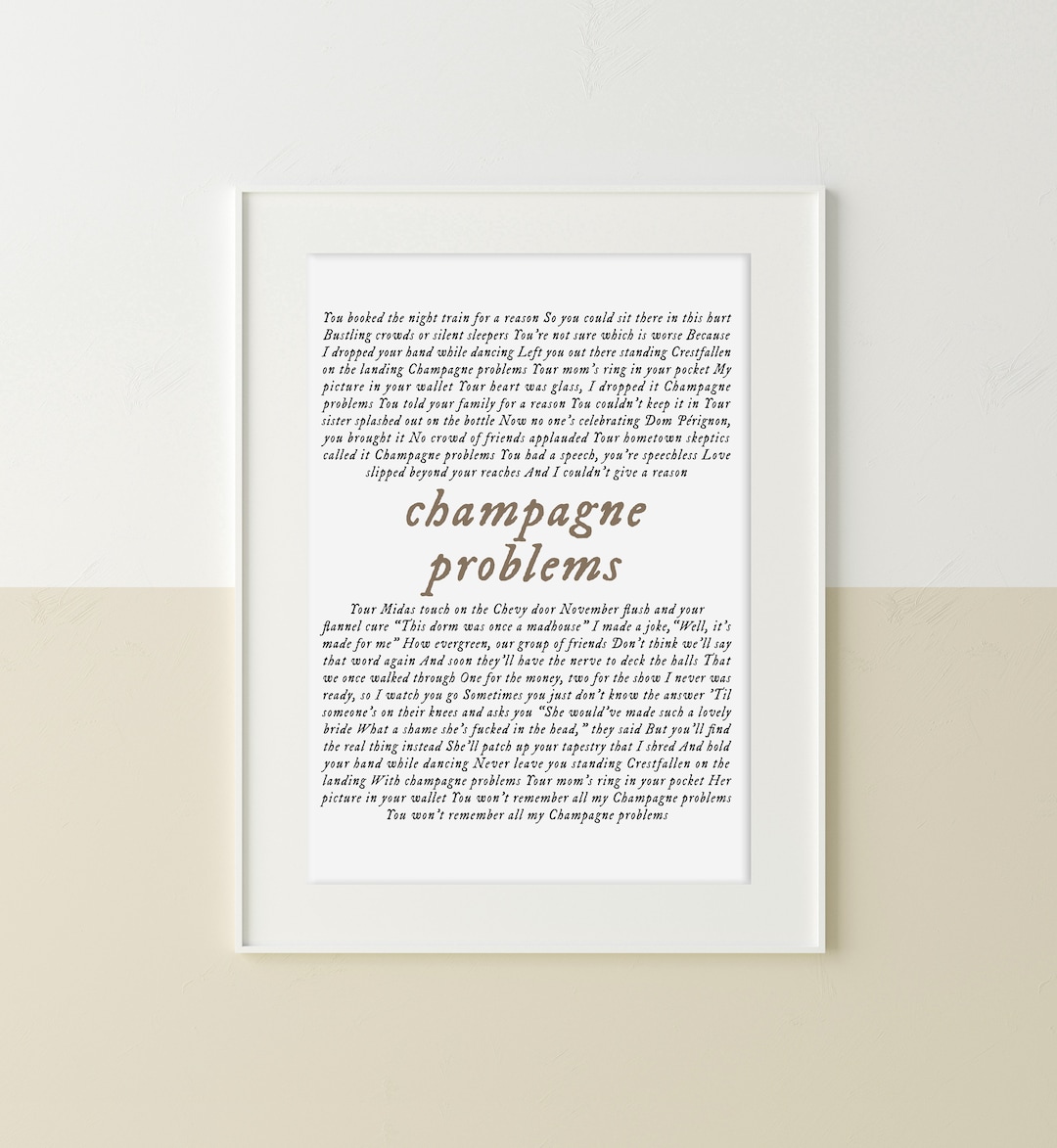Champagne Problems Taylor Swift Lyrics Evermore Album Physical Print ...