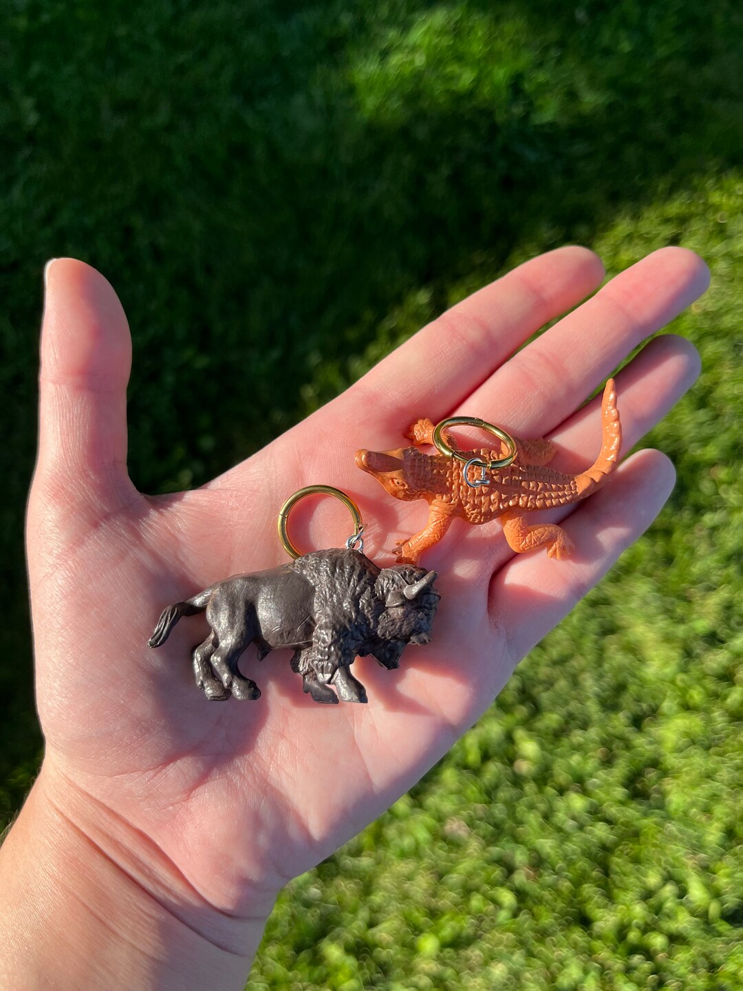 Silly Circus Alligator and Buffalo Gold Hoop Earrings - Etsy