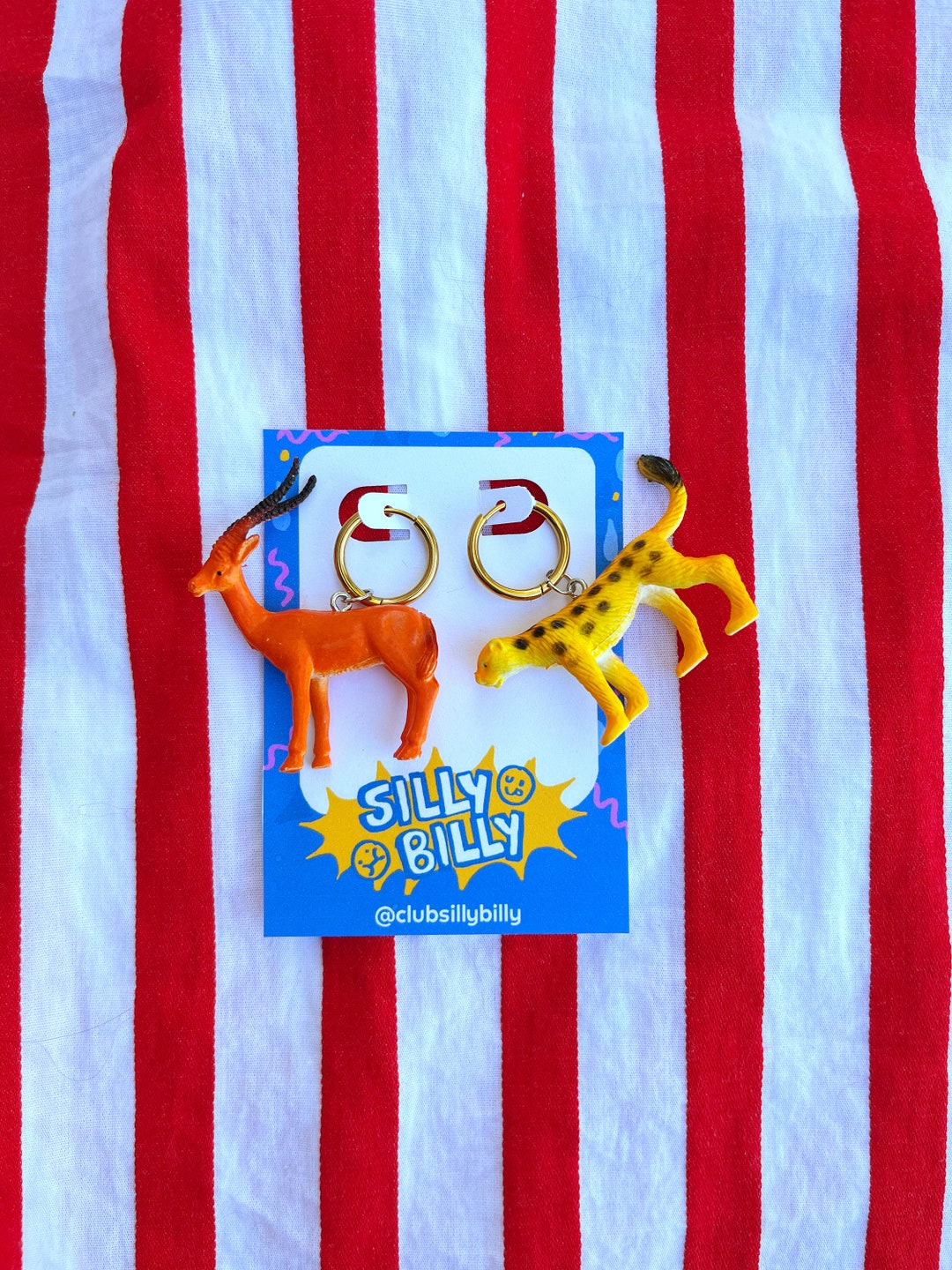 Silly Circus Gazelle and Cheetah Gold Hoop Earrings - Etsy