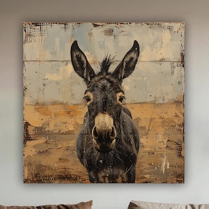 Cute Donkey Wall Art,rustic Donkey Canvas Print, Animal Farmhouse Decor ...