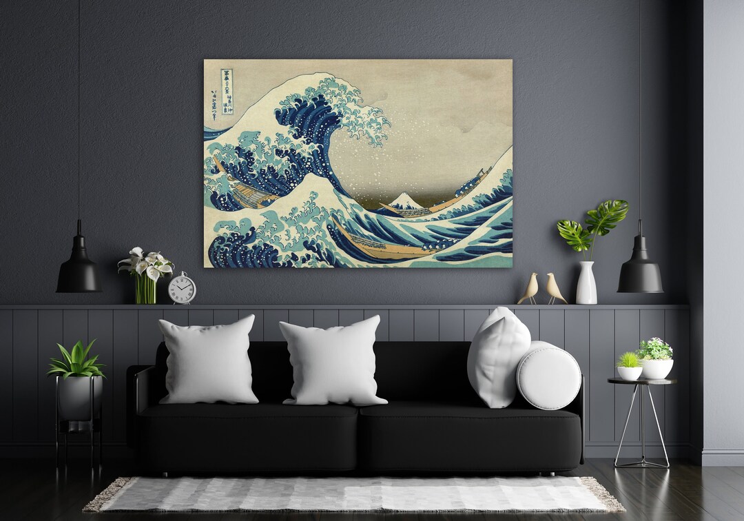 The Great Wave of Kanagawa Wall Decor, Huge Canvas Print, Funny Great ...