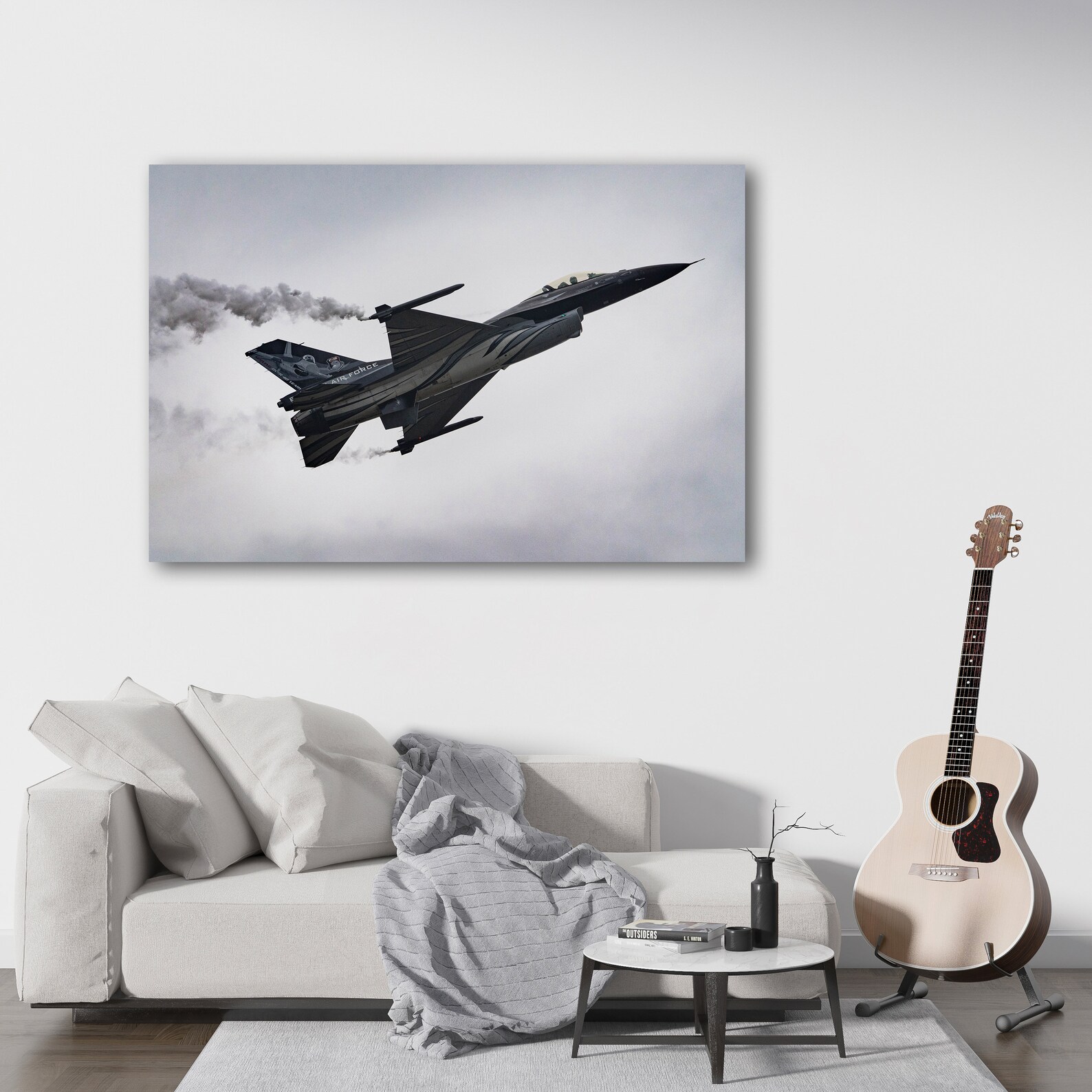 F-16 Wall Decor, Fighter Jet Canvas Wall Art, Home & Office Decoration ...