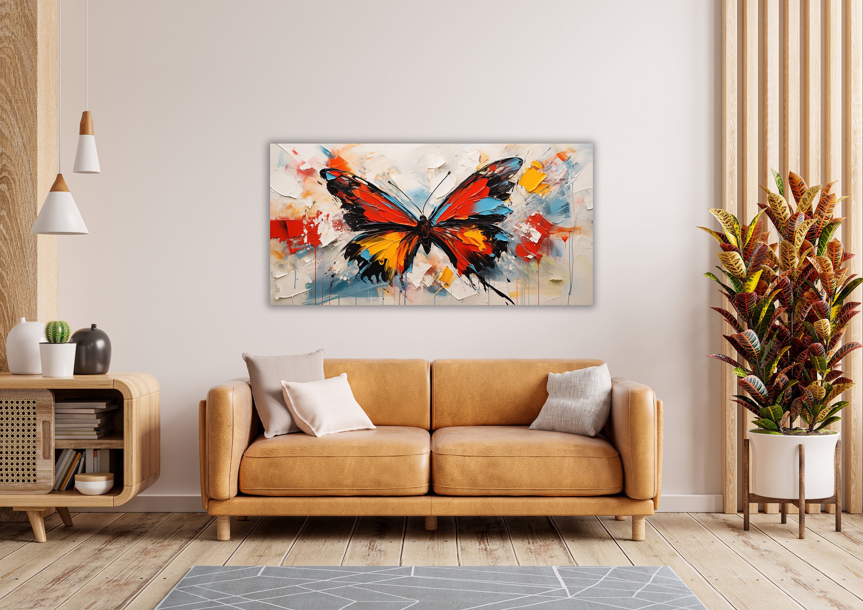 Butterflies Canvas Print Wall Art, Coloroful Butterfly Canvas Painting ...