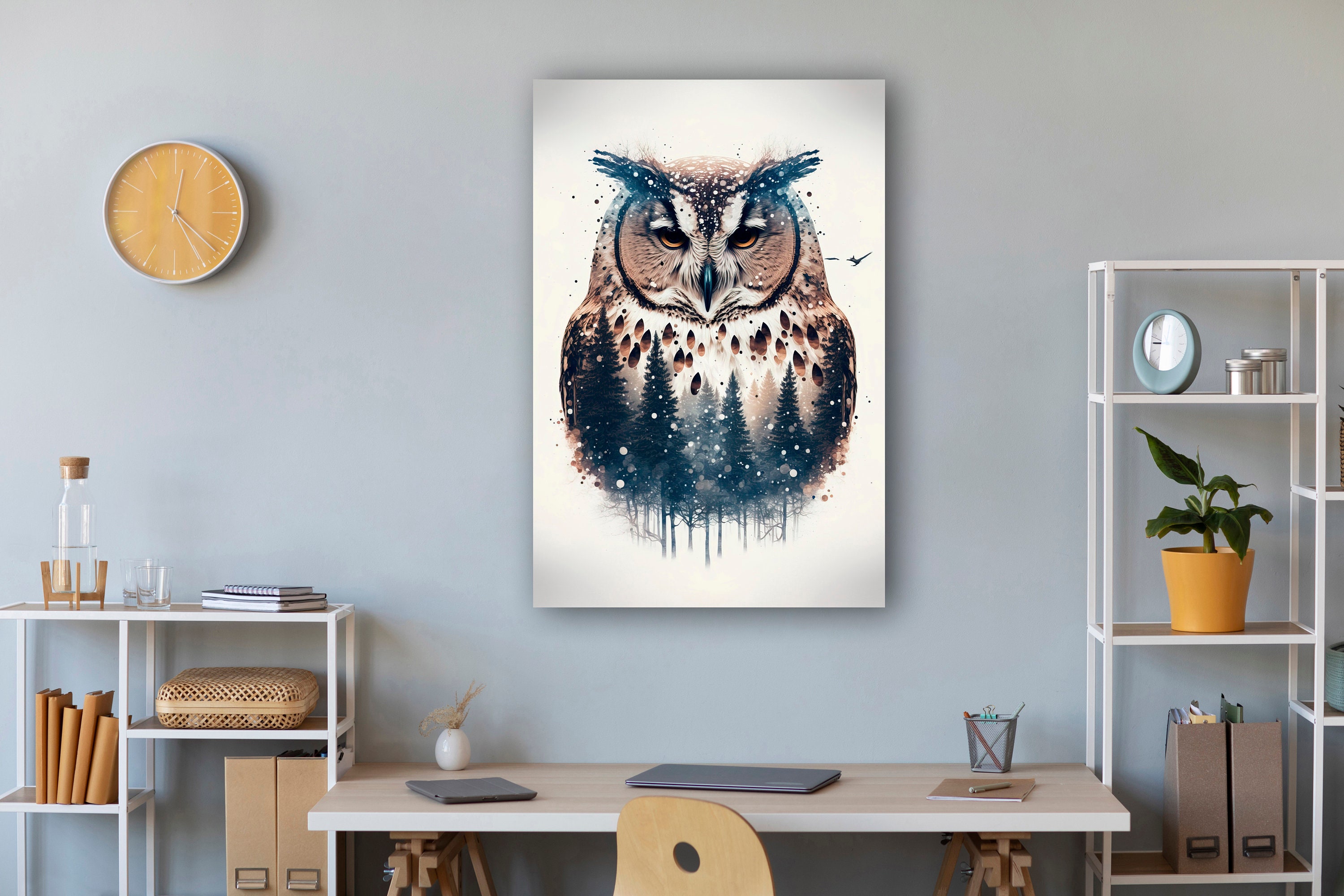 Owl Artwork Owl Wall Decor Owl Canvas Print Owl Lover - Etsy