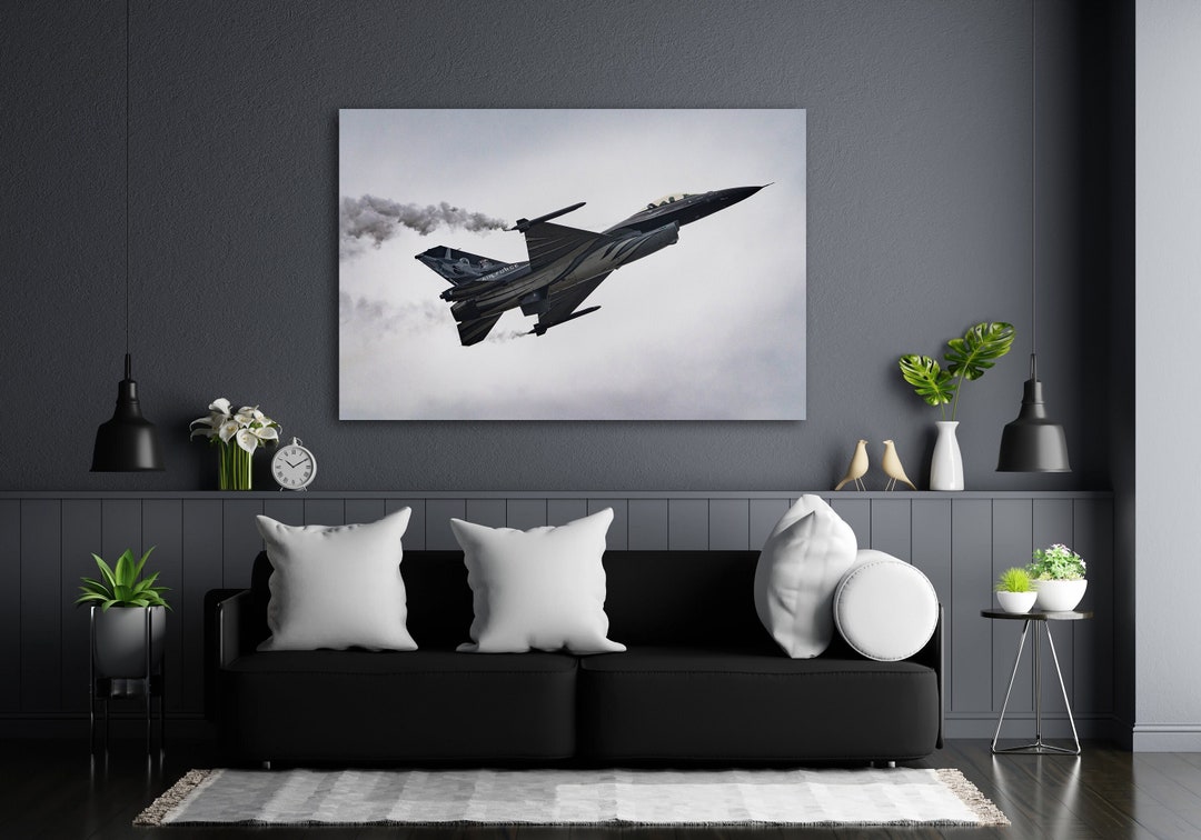F-16 Wall Decor, Fighter Jet Canvas Wall Art, Home & Office Decoration ...