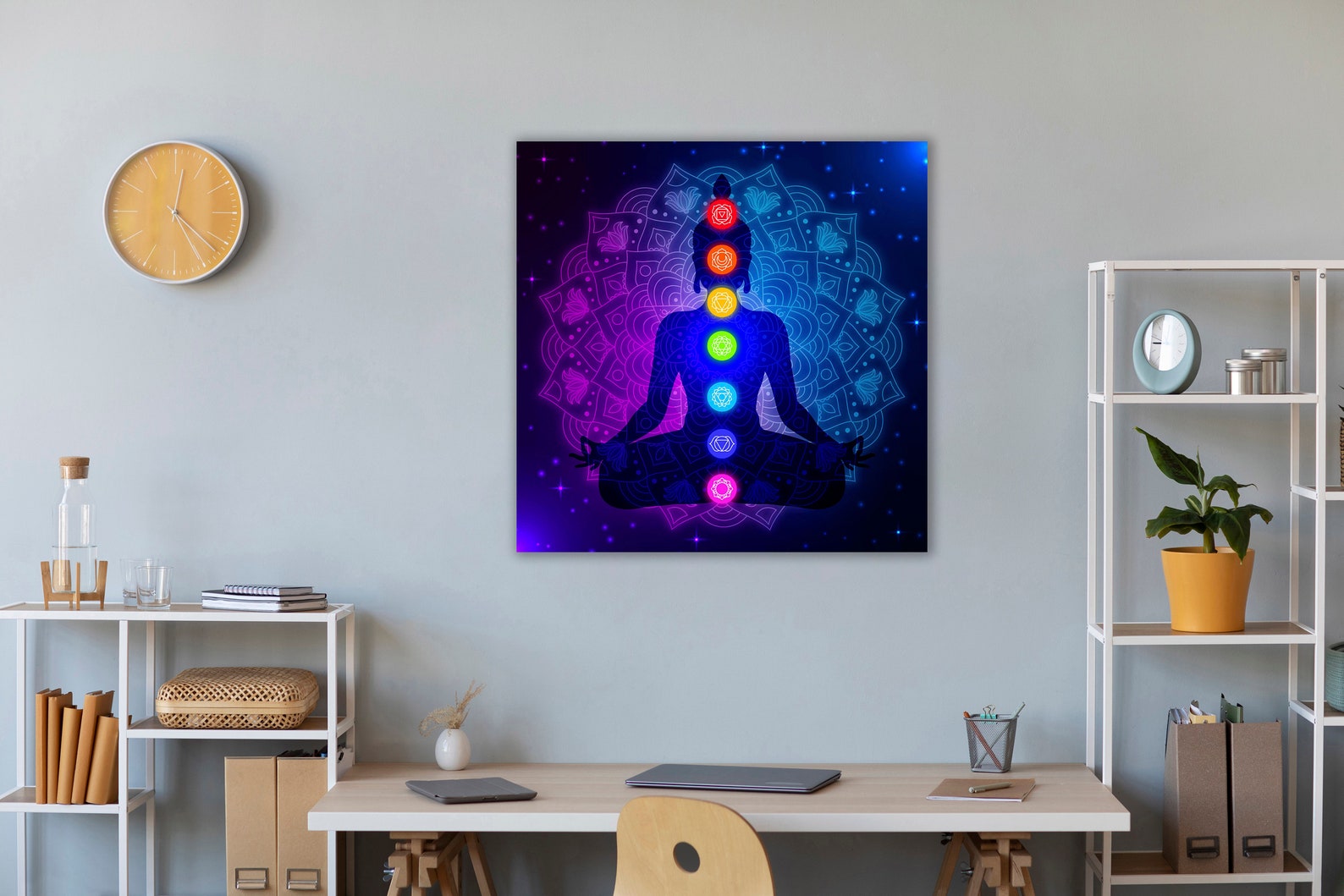 Seven Chakra Wall Art, Chakra Wall Decor, Chakra Symbols Decor, Wall ...