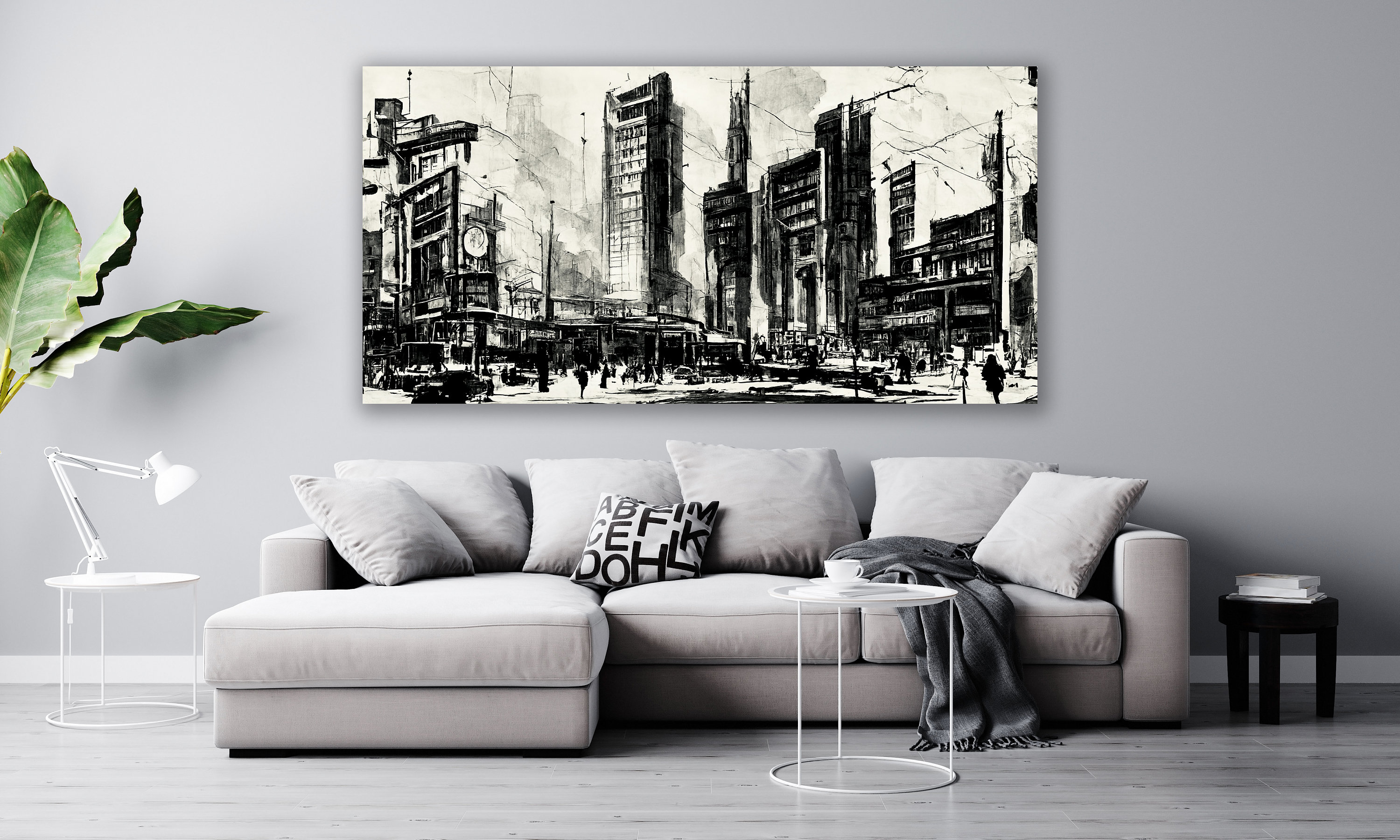 Black and White Cityscape Decor, Modern City Wall Decor, City Wall Art ...