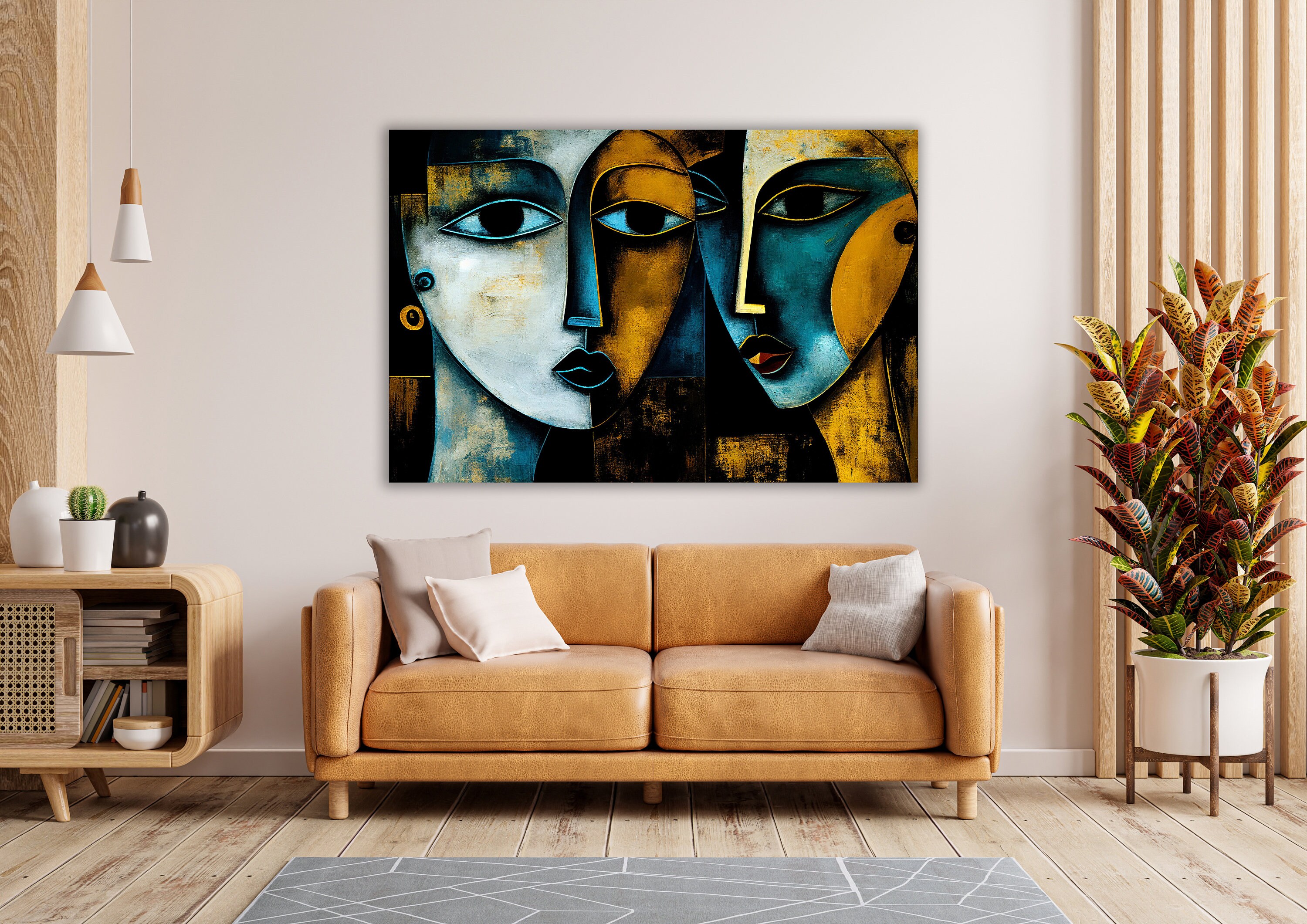 Surreal Faces Artwork, Office Gift, Minimalist Artwork, Abstract Face ...