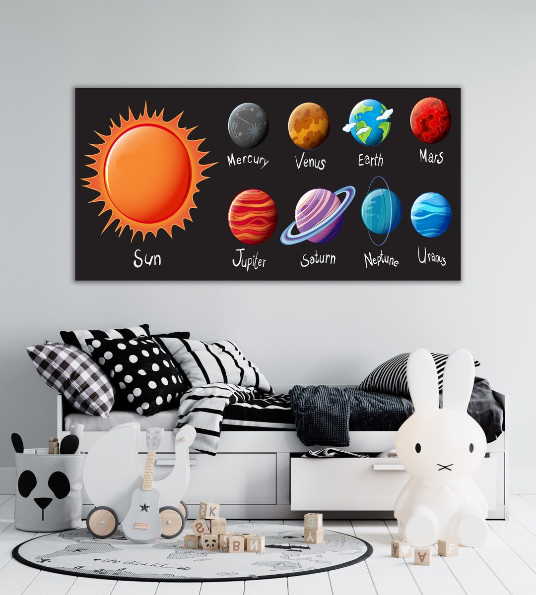 Solar System Wall Decor, Planets and Space, Planets Nursery Art, Kids ...