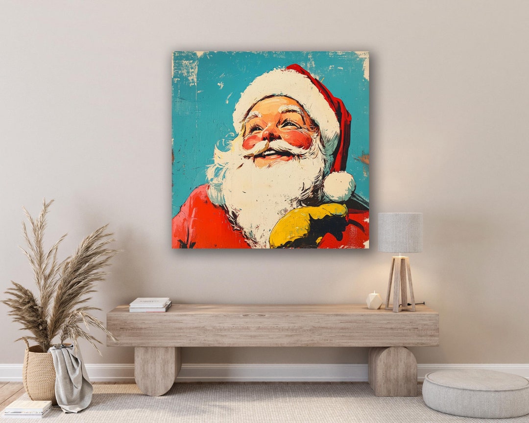 Vintage Santa Farmhouse Sign, Christmas Canvas Wall Decor, Sign for ...