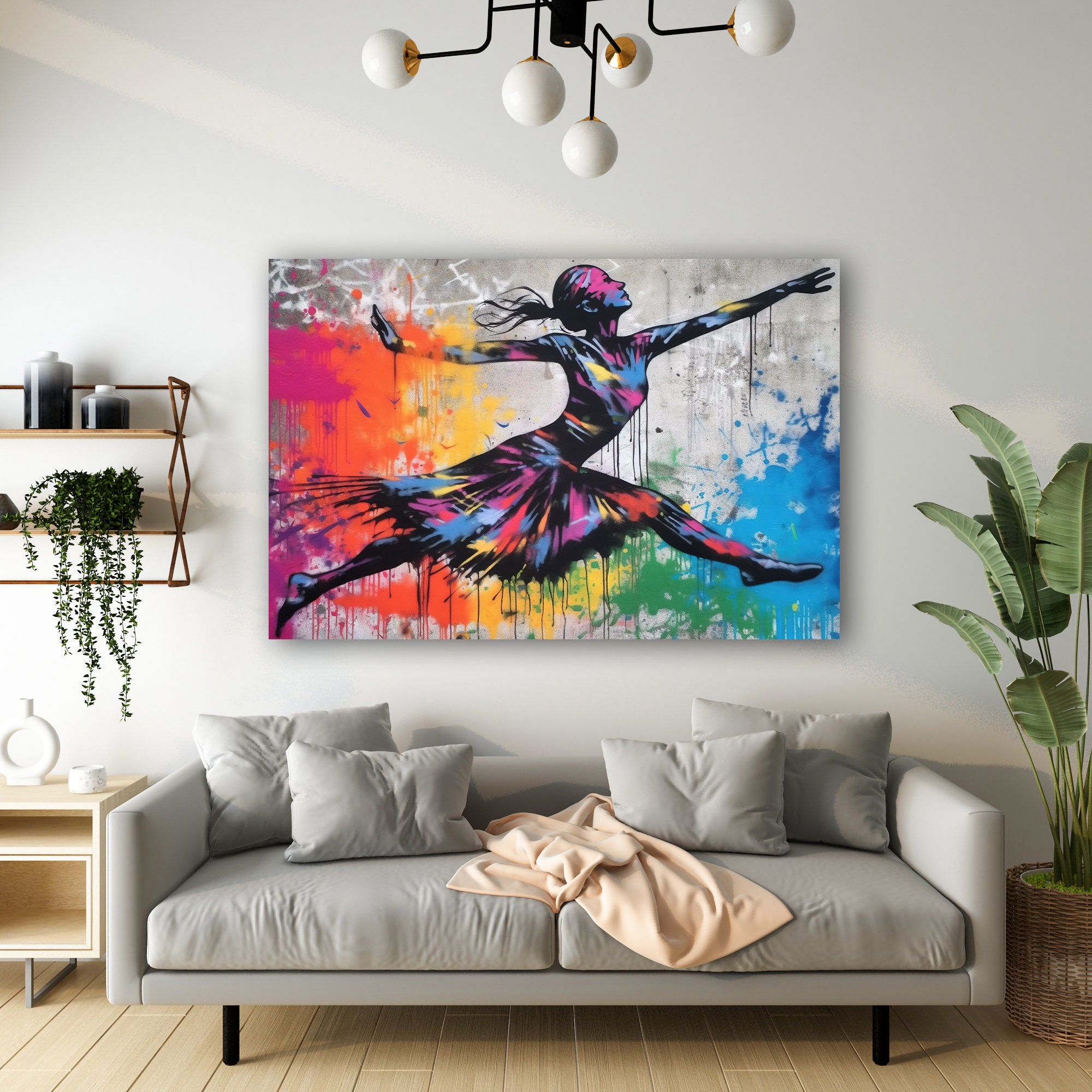 Banksy Dancing Girl, Abstract Girl Banksy Wall Decor, Banksy Canvas ...