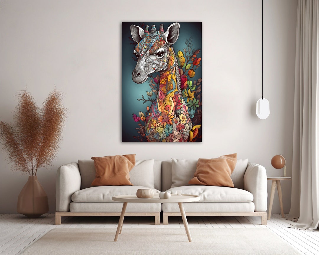 Giraffe Artwork, Giraffe Wall Decor, Giraffe Canvas Print , Giraffe ...