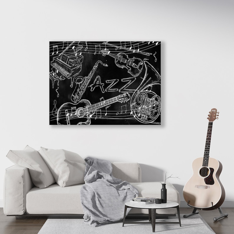 Music Instruments Wall Art, Music Studio Sign, Music Room Decor, Jazz ...