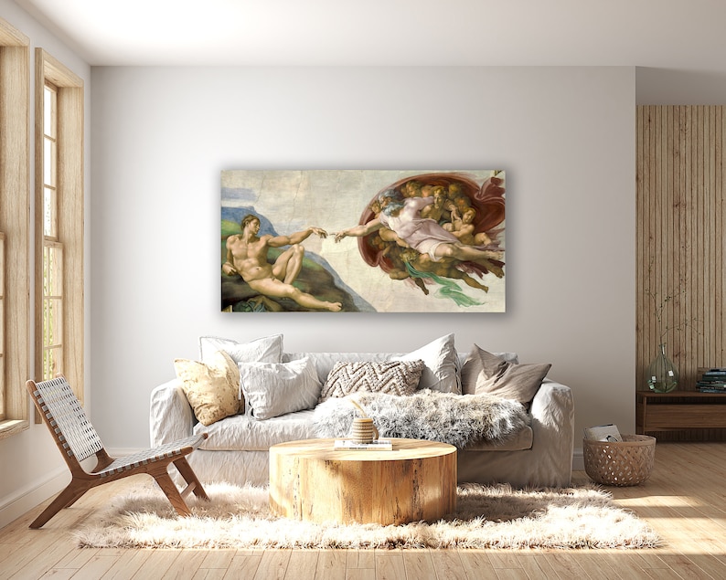 The Creation of Adam by Michelangelo, Religious Renaissance Painting ...