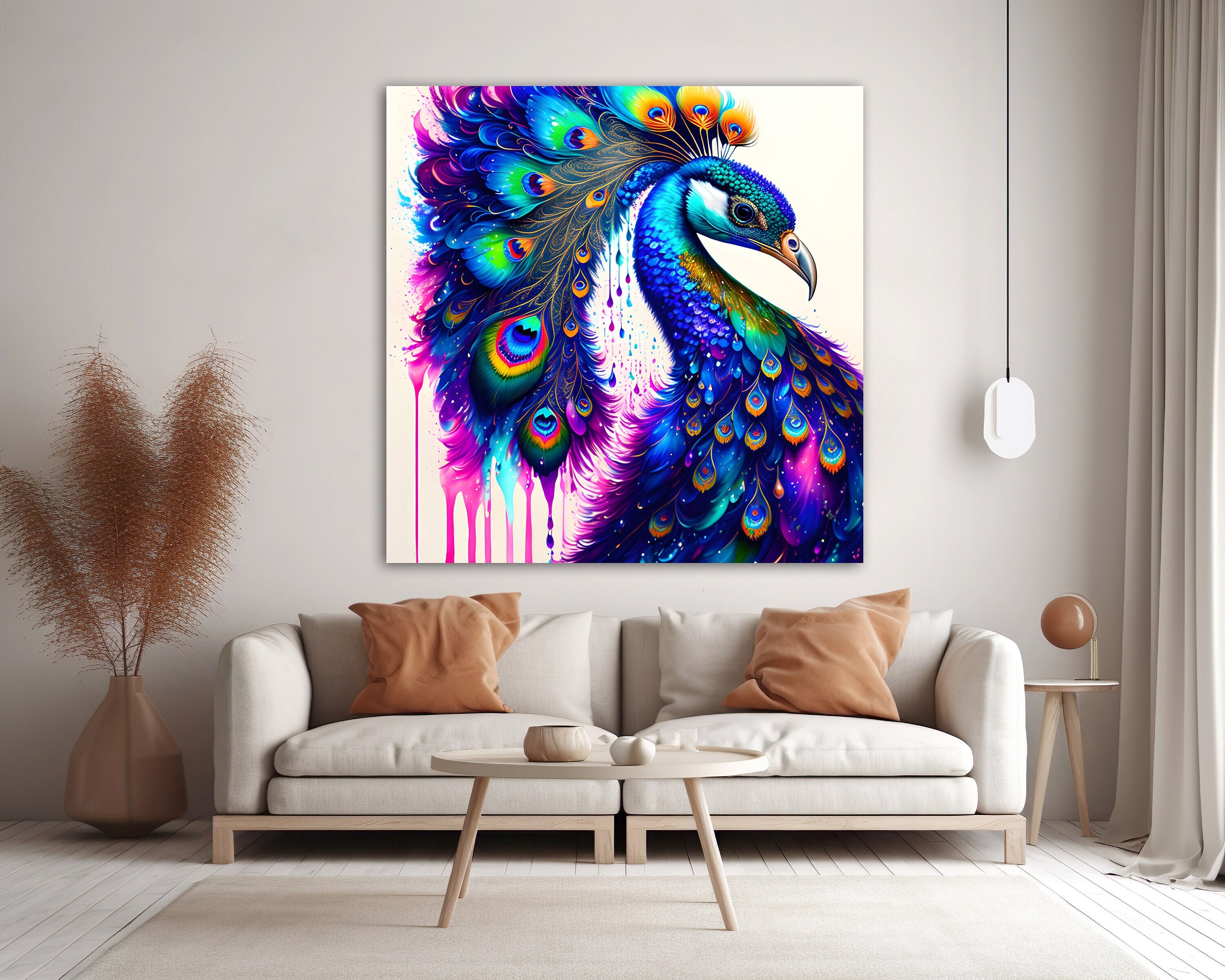 Peacock Wall Art Peacock Wall Decor Peacock Canvas Elegant Peacock Coloroful Peacock Artwork