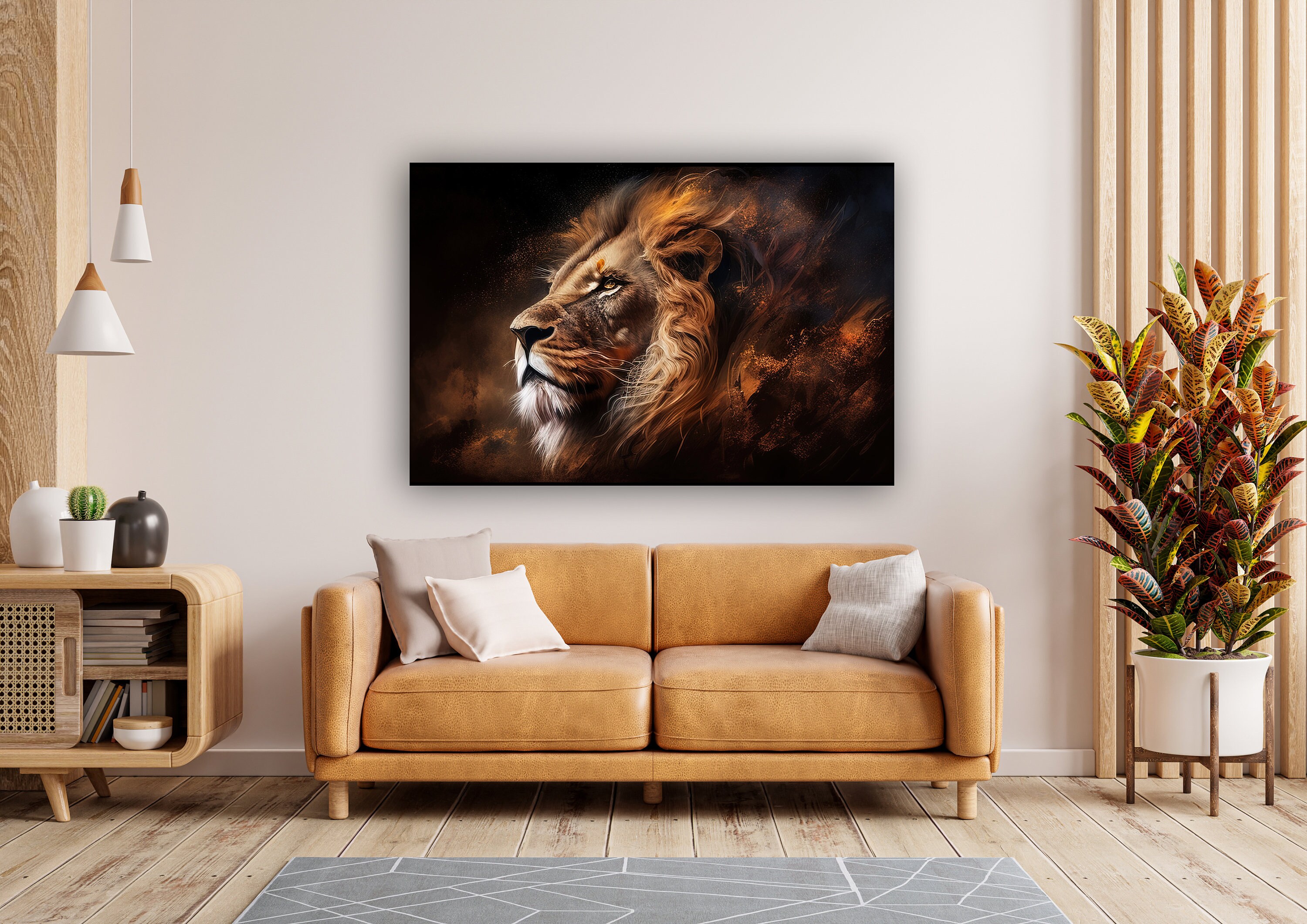 Lion Wall Art, Lion Canvas, Lion Print, Animal Wall Decor, Modern ...