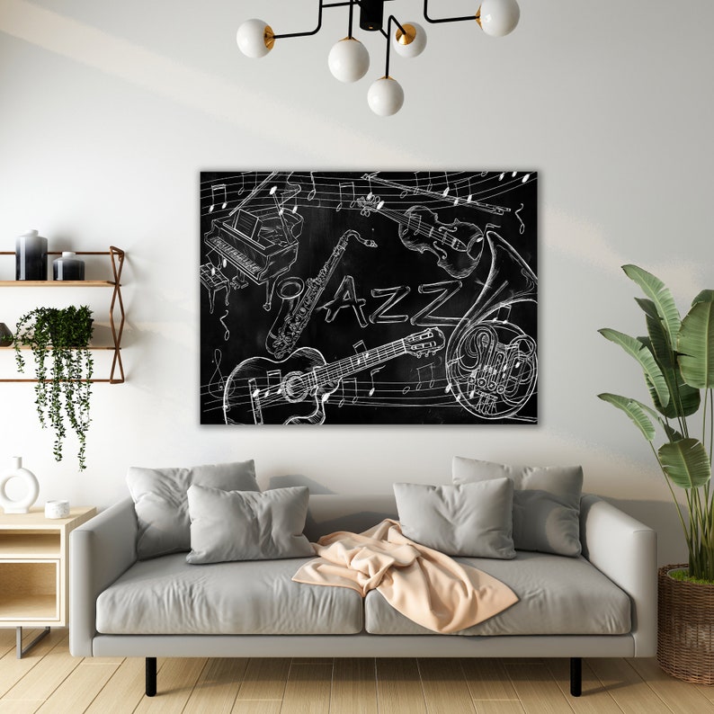 Music Instruments Wall Art, Music Studio Sign, Music Room Decor, Jazz ...