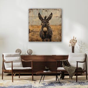 Cute Donkey Wall Art,rustic Donkey Canvas Print, Animal Farmhouse Decor ...