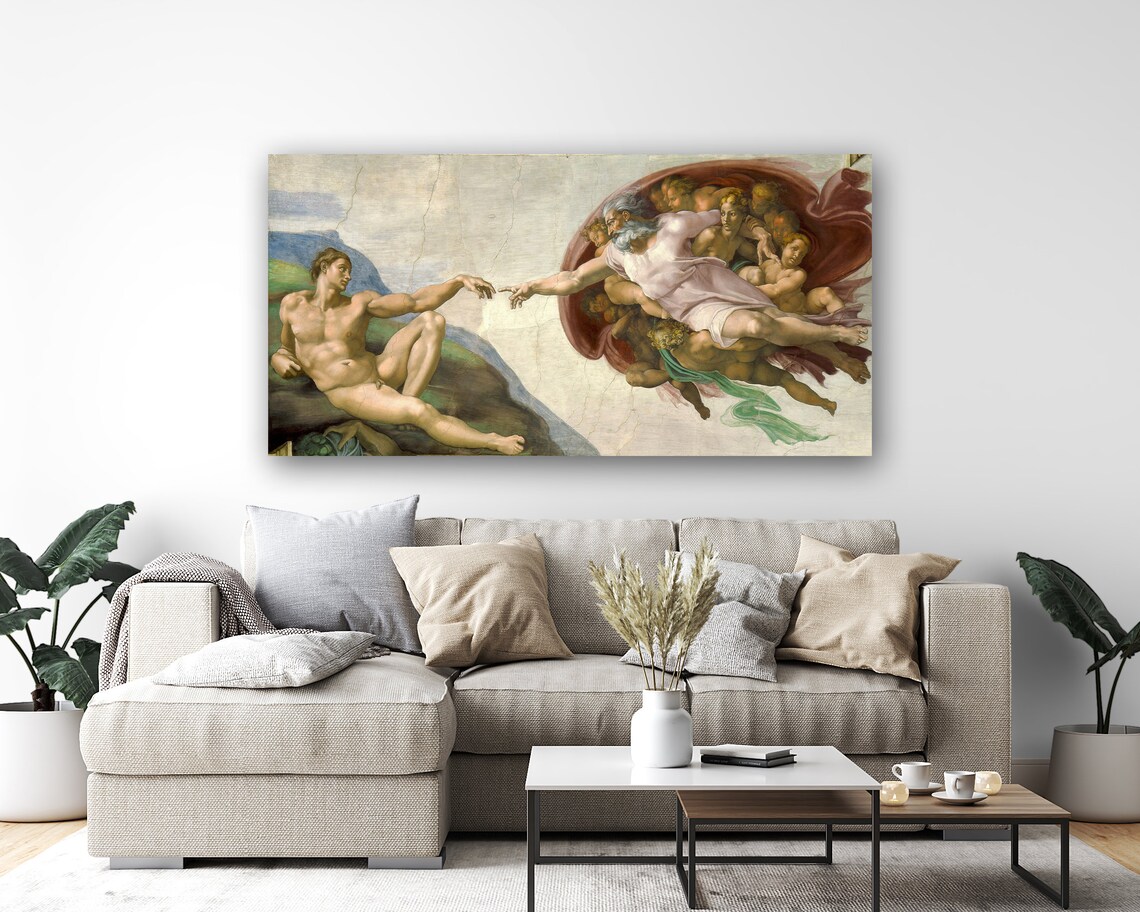 The Creation of Adam by Michelangelo, Religious Renaissance Painting ...