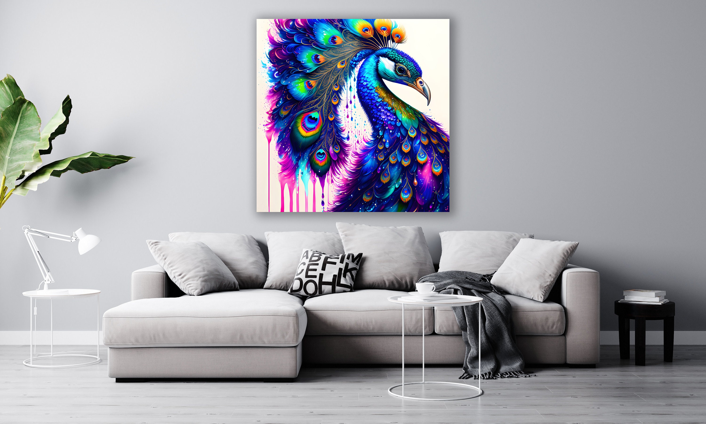 Peacock Wall Art, Peacock Wall Decor, Peacock Canvas, Elegant Peacock ...
