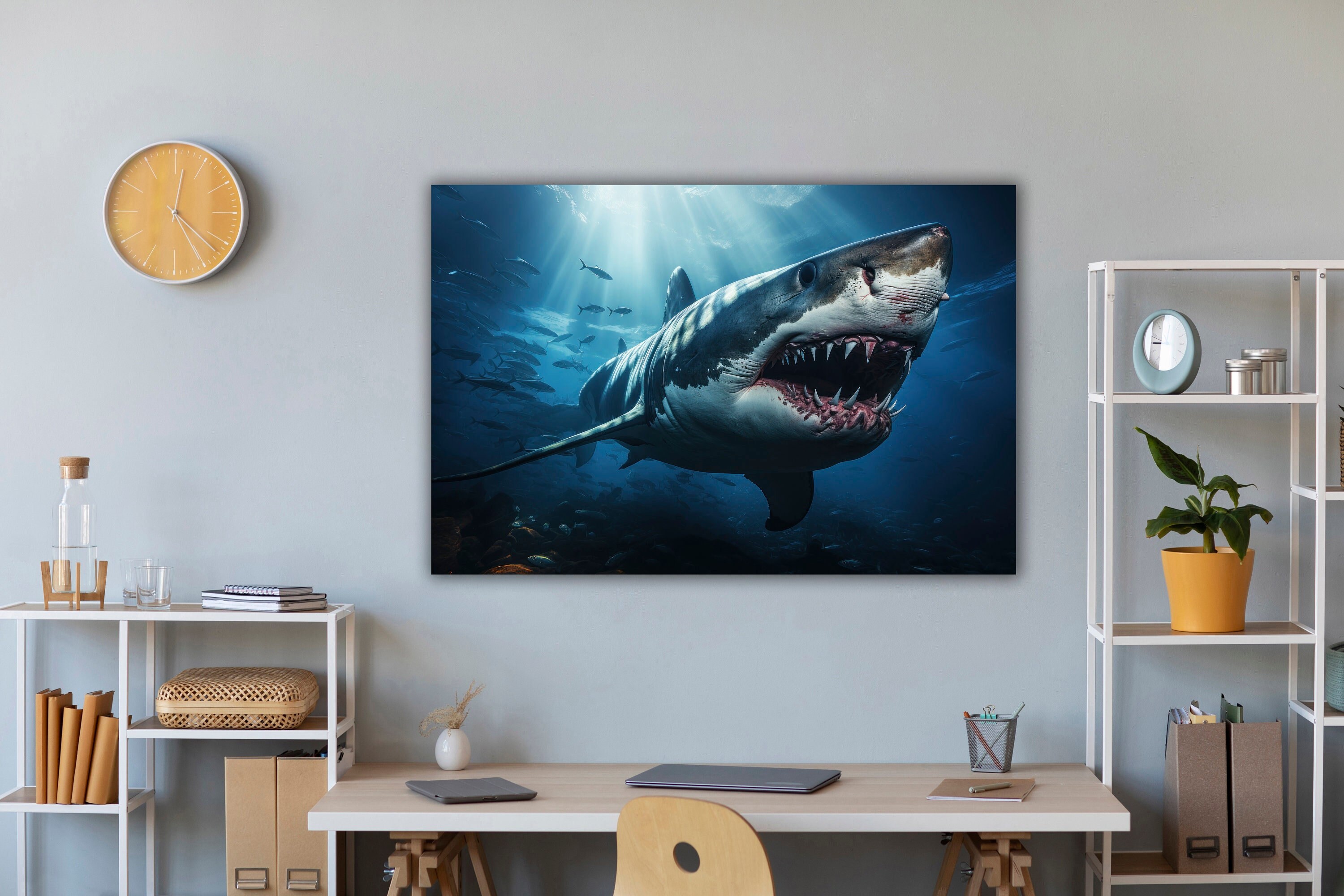 Shark, Great White Shark Art, Shark Art, Shark Wall Decor, Naturel Wall ...