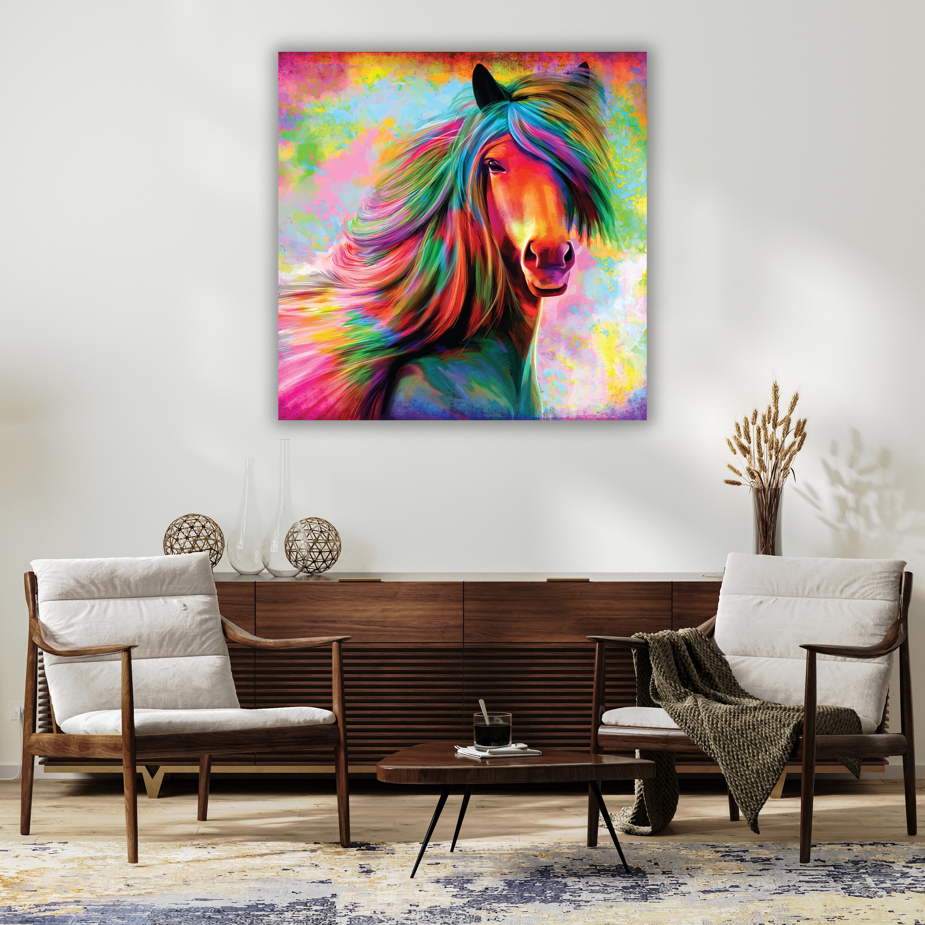 Abstract Horse Decor, Horse Canvas Print, Wild Horse Canvas Wall Art ...