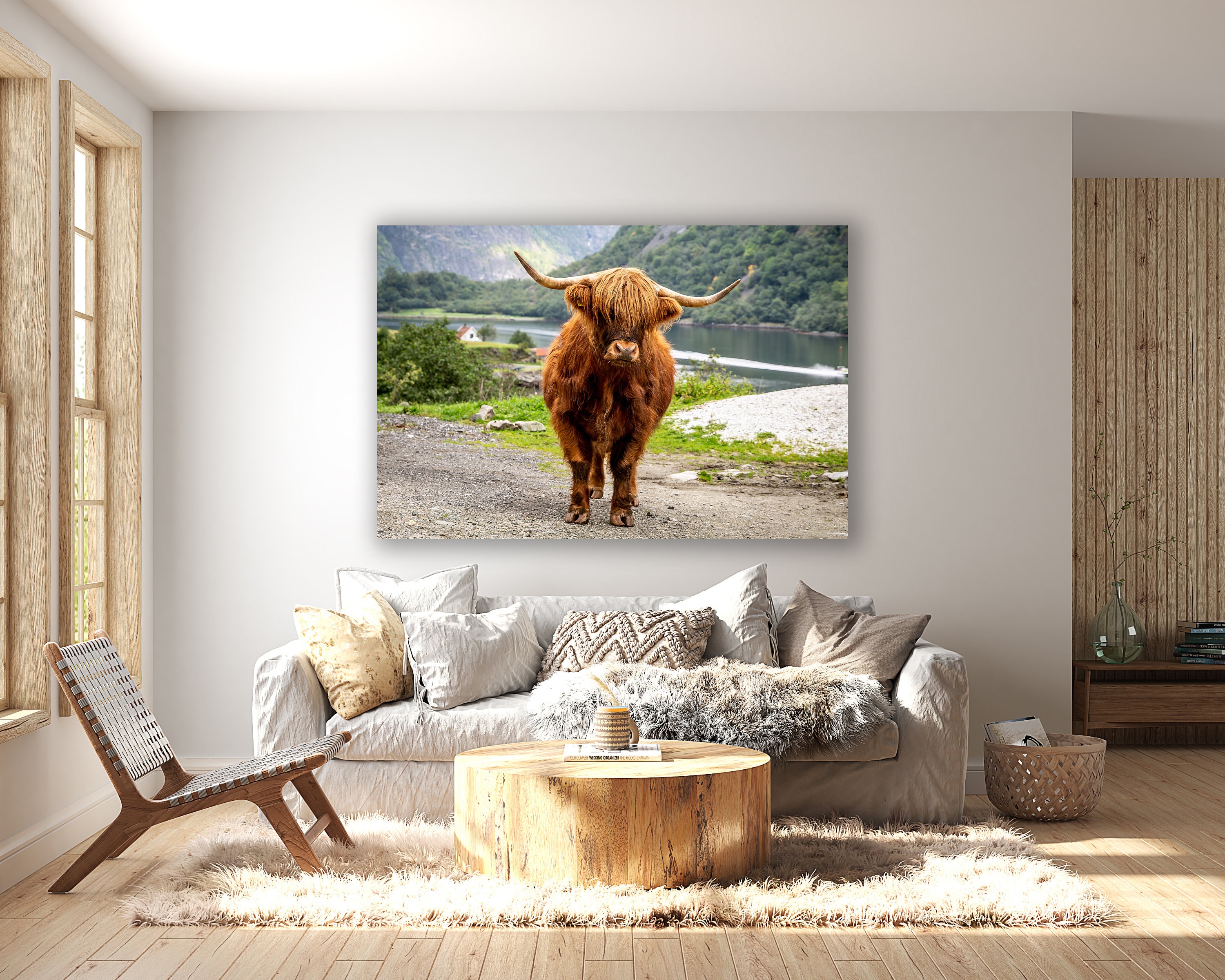 Highland Cow Canvas Print, Huge Canvas Home Decor, Highland Cow Wall ...