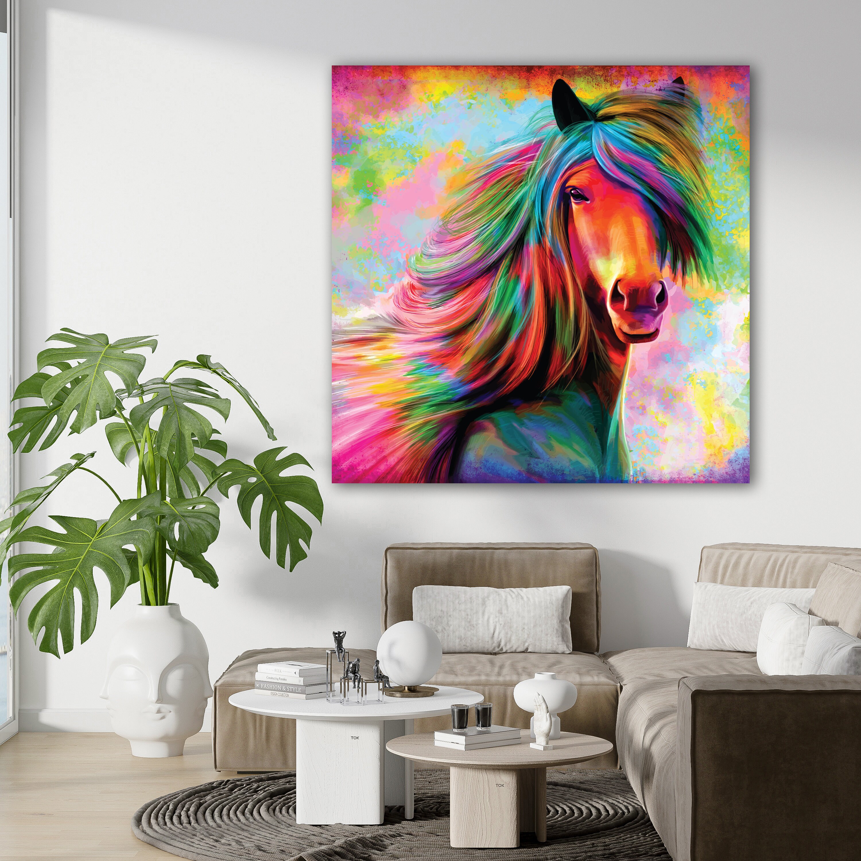 Abstract Horse Decor, Horse Canvas Print, Wild Horse Canvas Wall Art ...