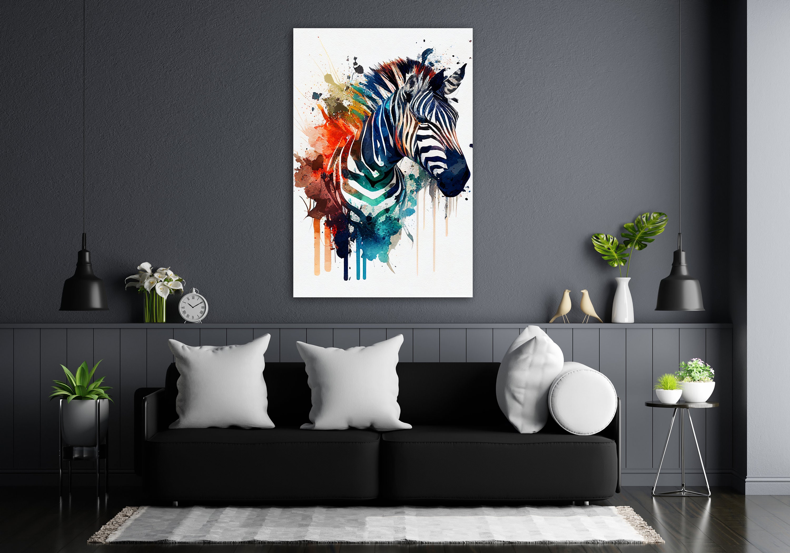 Zebra Artwork, Zebra Wall Decor, Zebra Canvas Print , Zebra Lover Gift ...