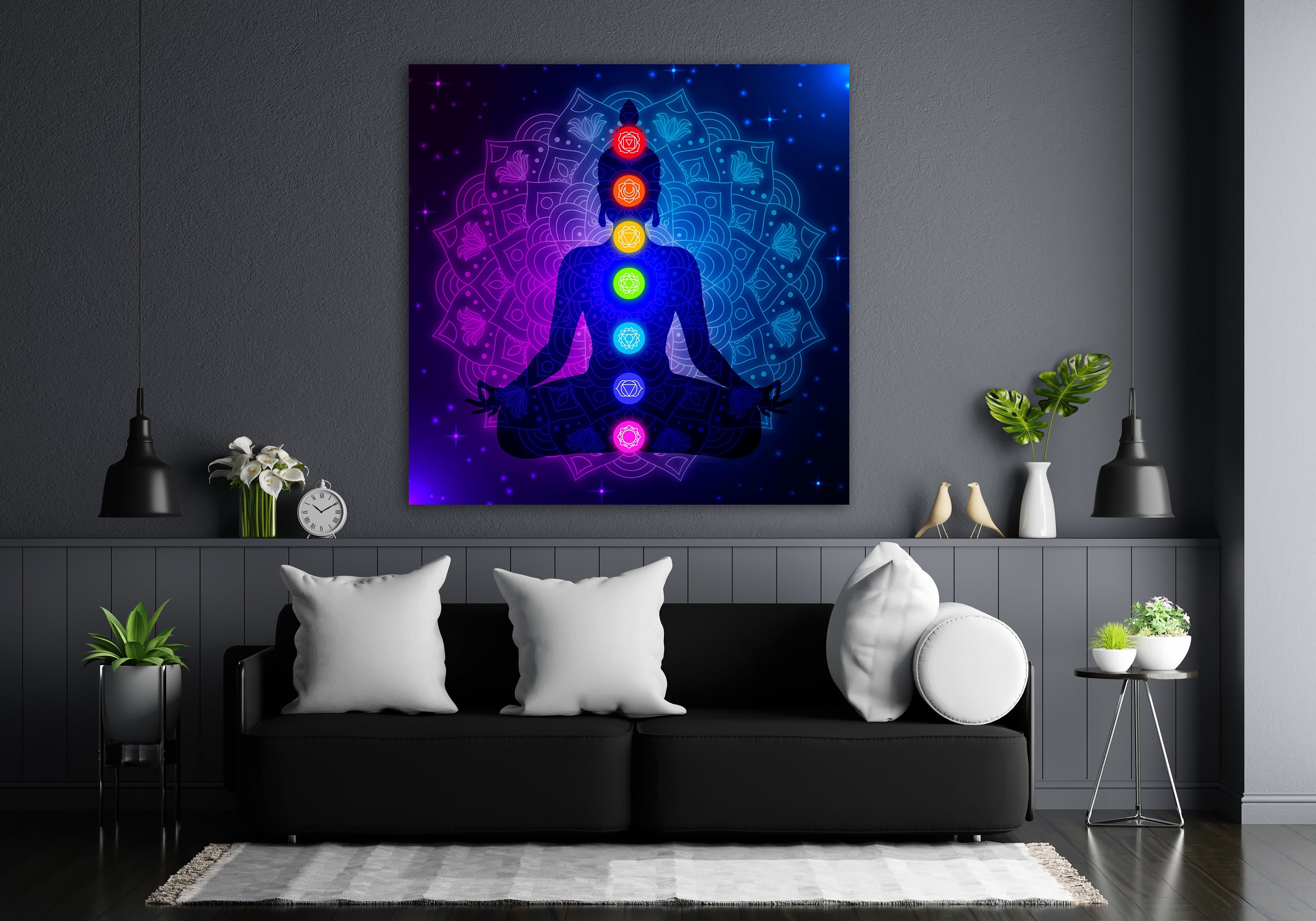 Seven Chakra Wall Art, Chakra Wall Decor, Chakra Symbols Decor, Wall ...