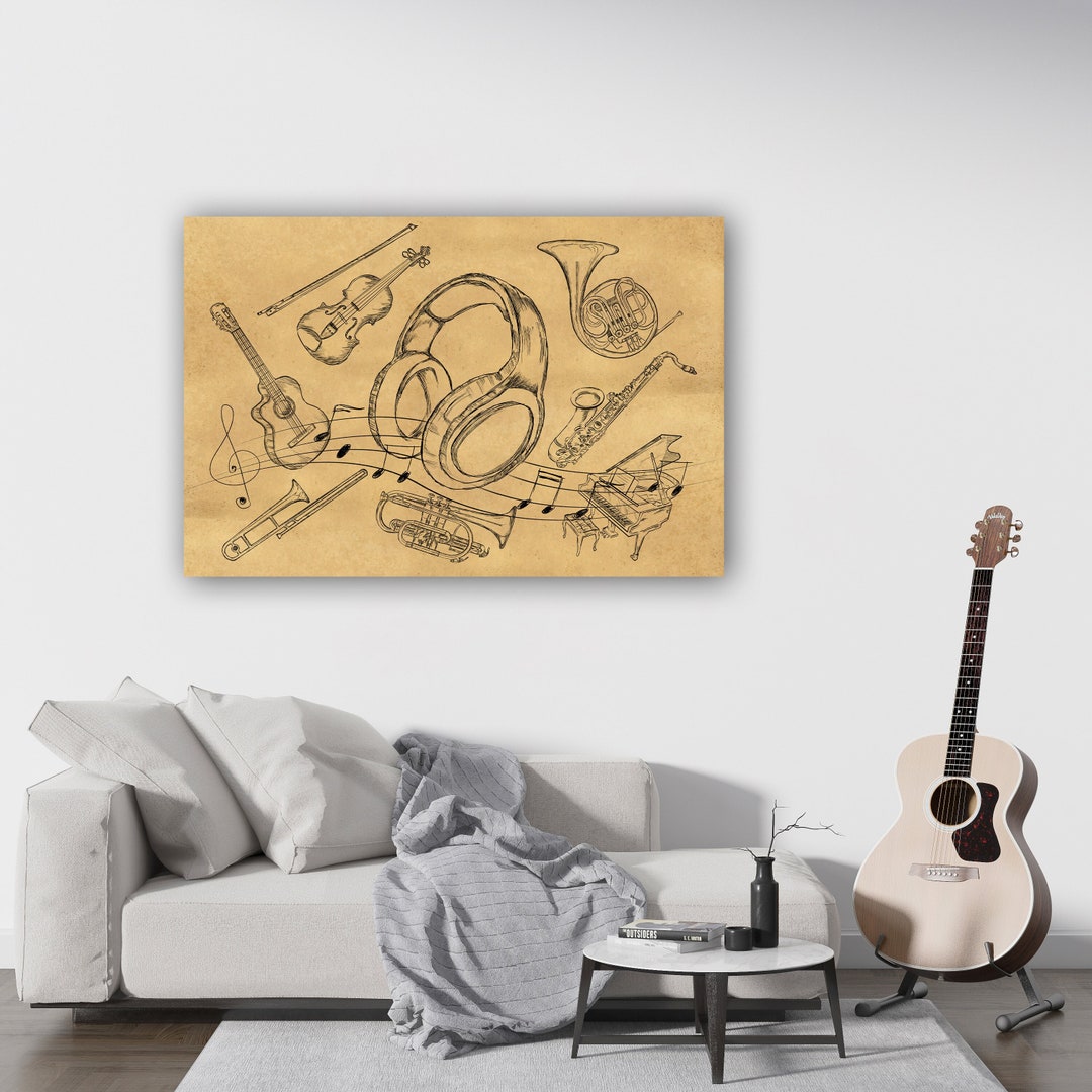 Music Instruments Art, Music Studio Sign, Music Room Wall Decor, Music ...