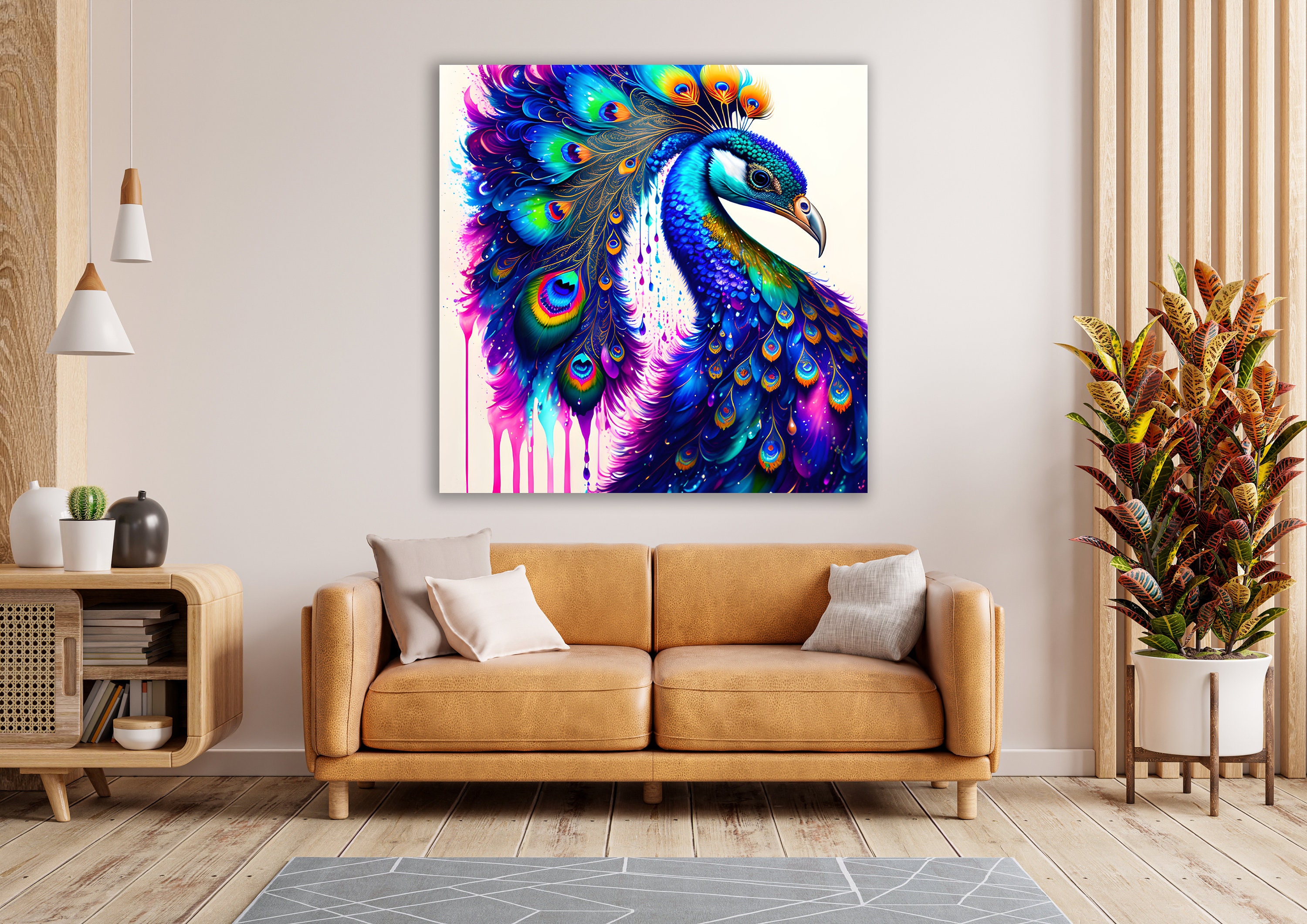 Peacock Wall Art, Peacock Wall Decor, Peacock Canvas, Elegant Peacock ...