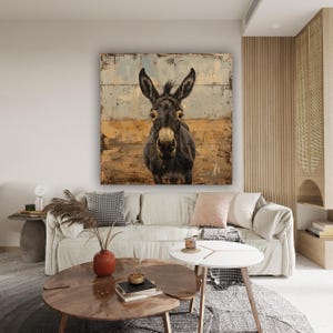Cute Donkey Wall Art,rustic Donkey Canvas Print, Animal Farmhouse Decor ...