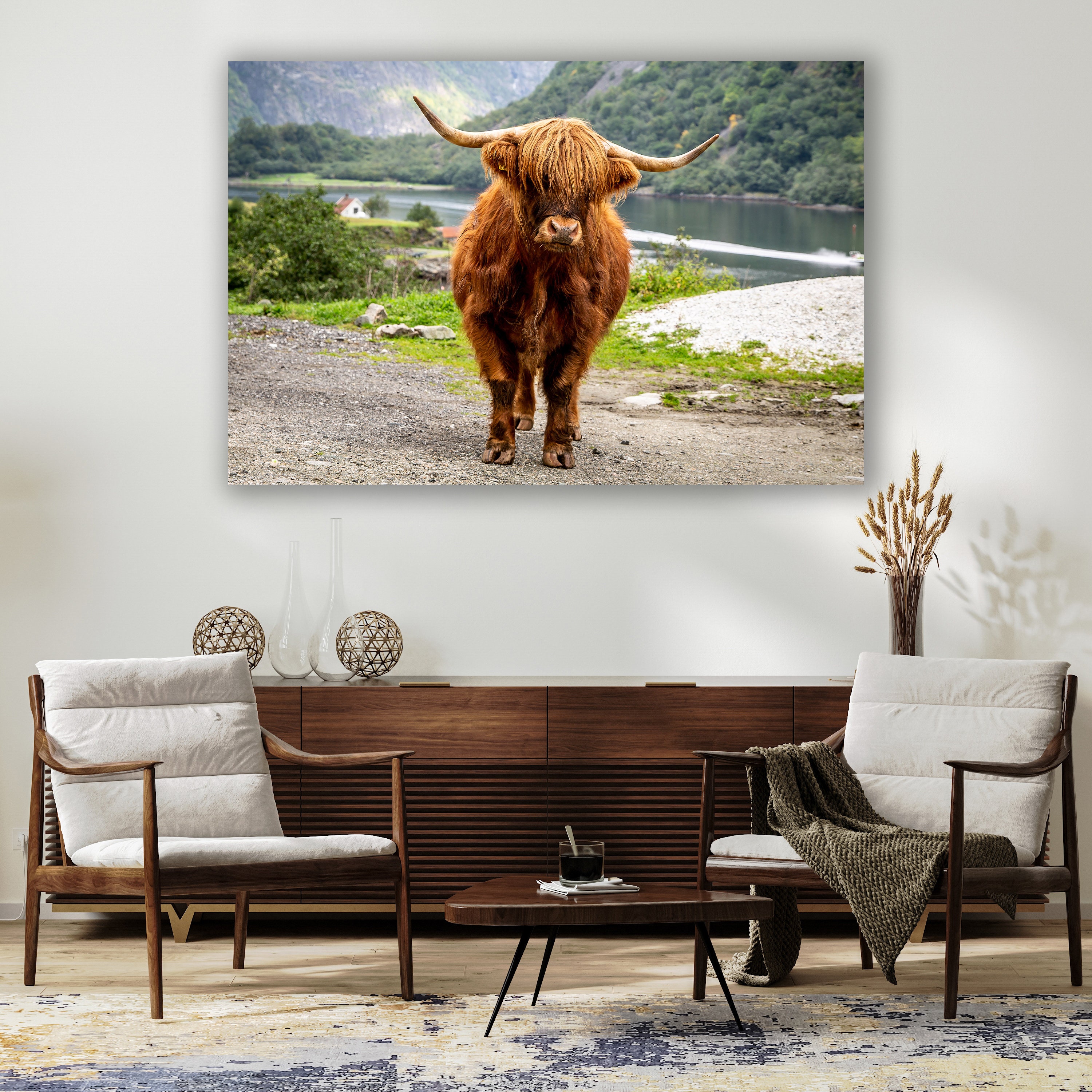 Highland Cow Canvas Print, Huge Canvas Home Decor, Highland Cow Wall ...