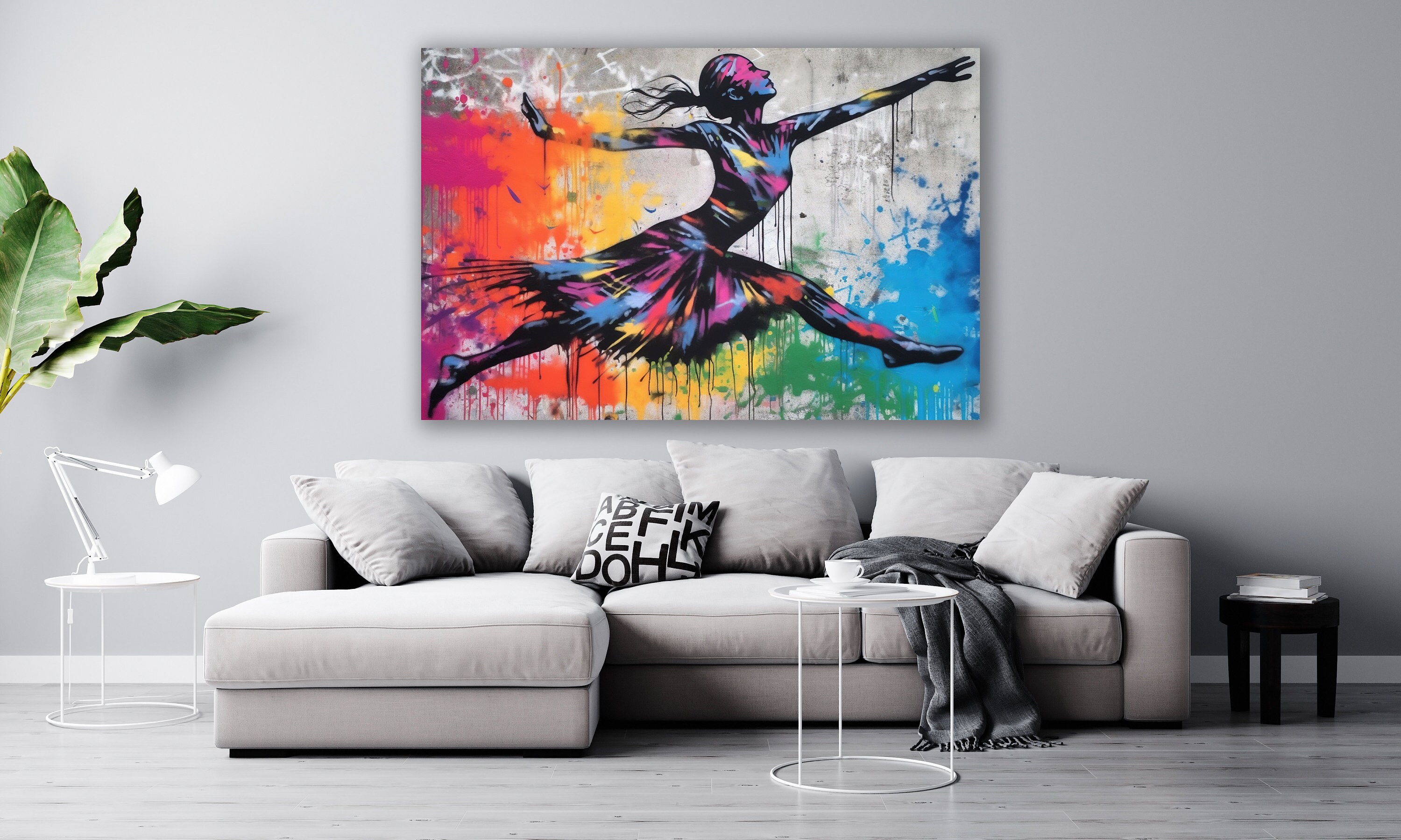 Banksy Dancing Girl, Abstract Girl Banksy Wall Decor, Banksy Canvas ...