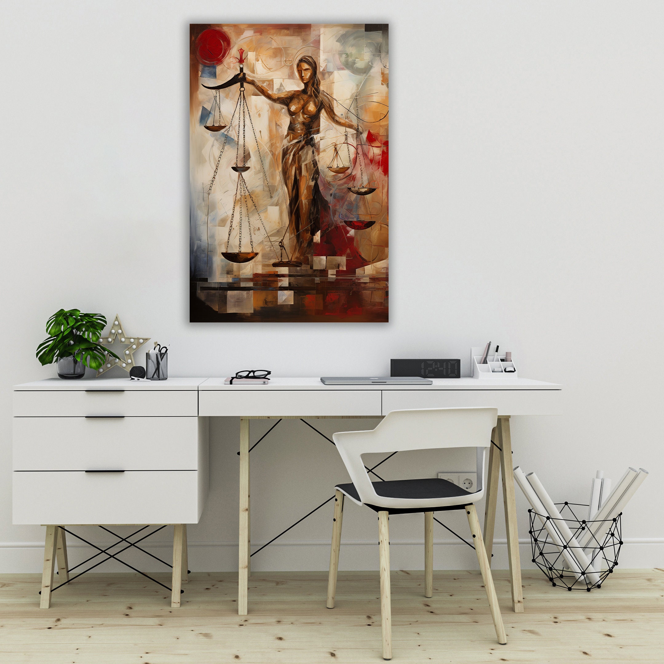Lady Justice Lawyer Art, Goddess of Justice Canvas Painting , Scales of ...