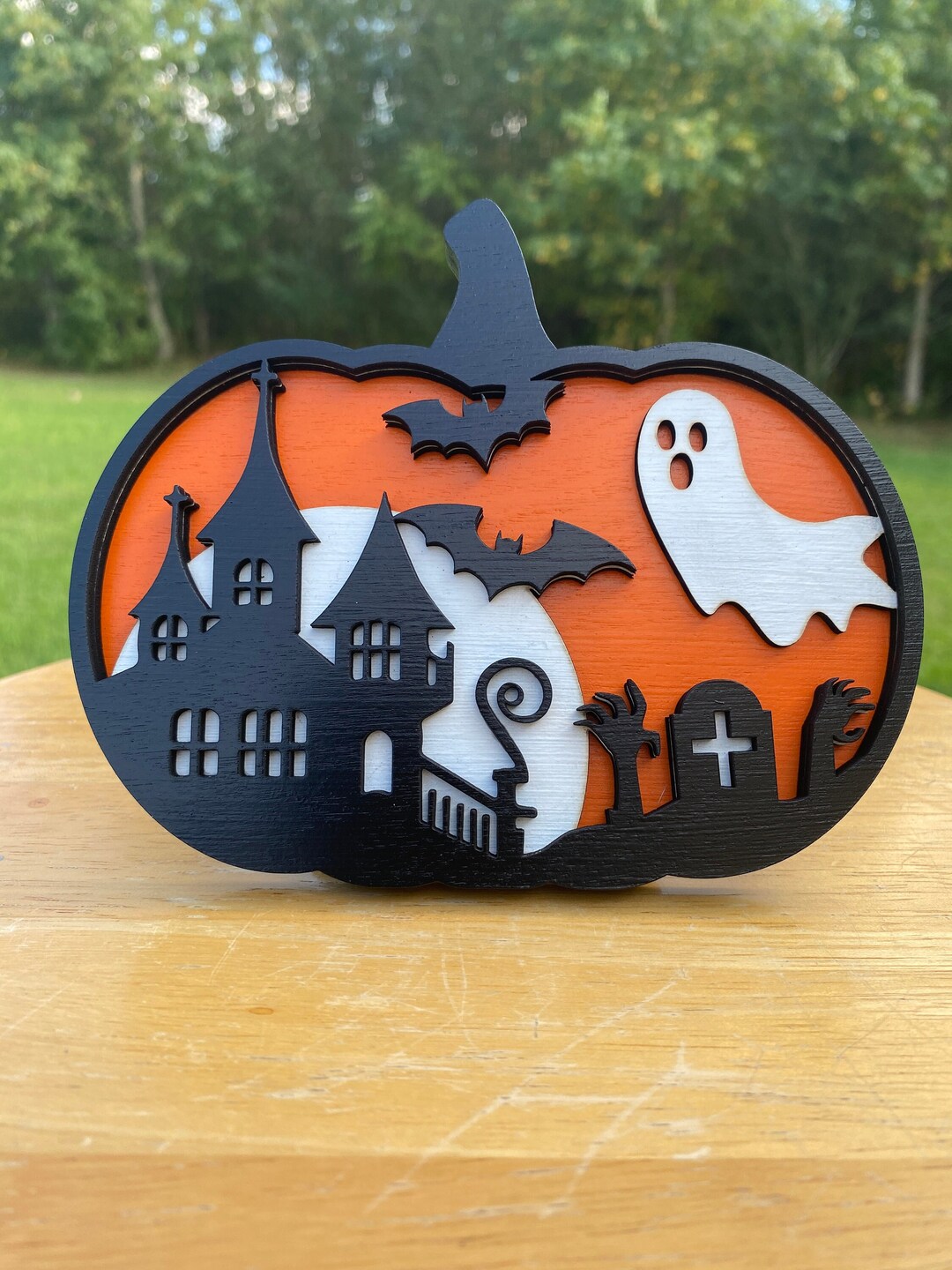 Desk Top Halloween Pumpkin With Easel - Etsy