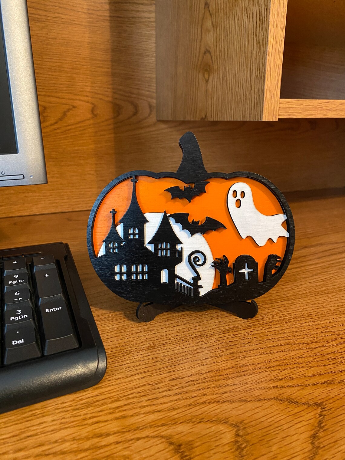 Desk Top Halloween Pumpkin With Easel - Etsy