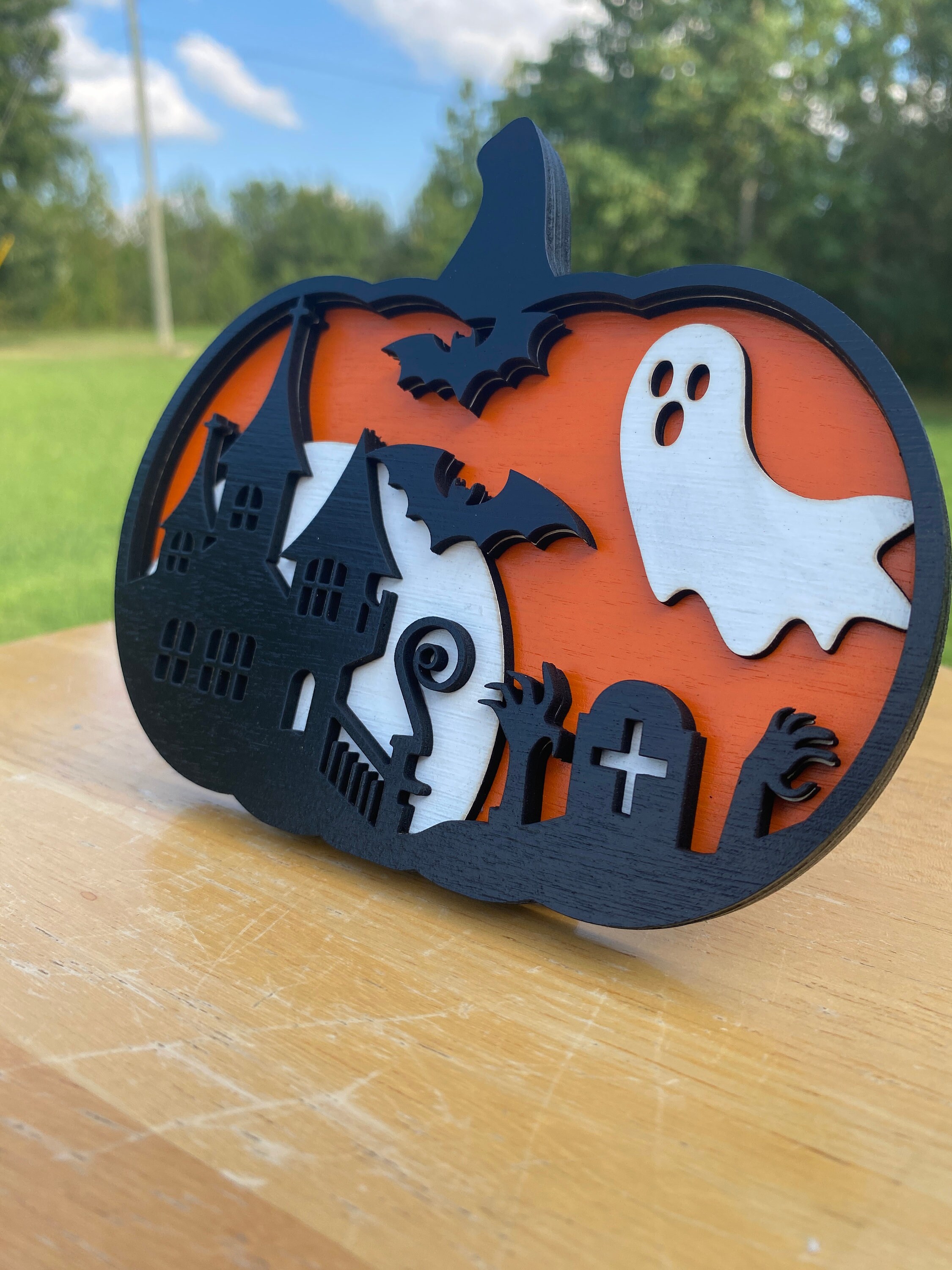 Desk Top Halloween Pumpkin With Easel - Etsy