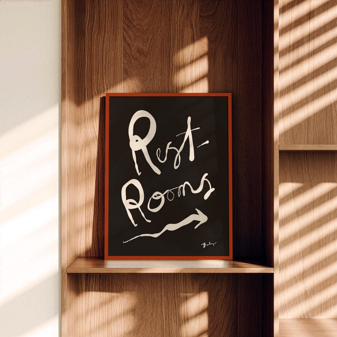 Restroom Directional Sign — Whimsical, Funky, and Hand-lettered. Off ...