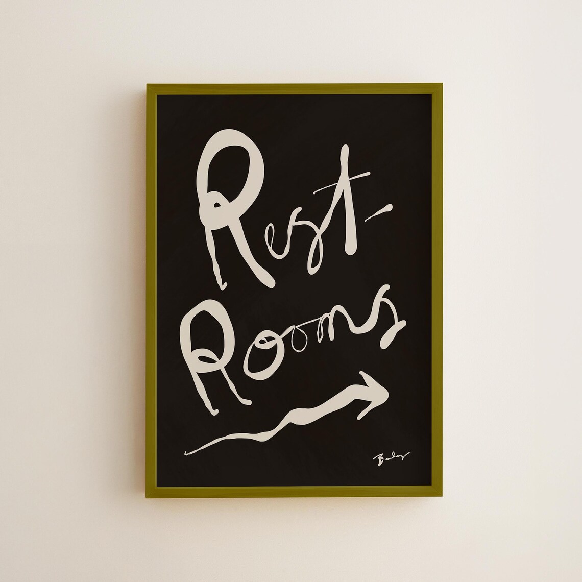 Restroom Directional Sign — Whimsical, Funky, and Hand-lettered. Off ...