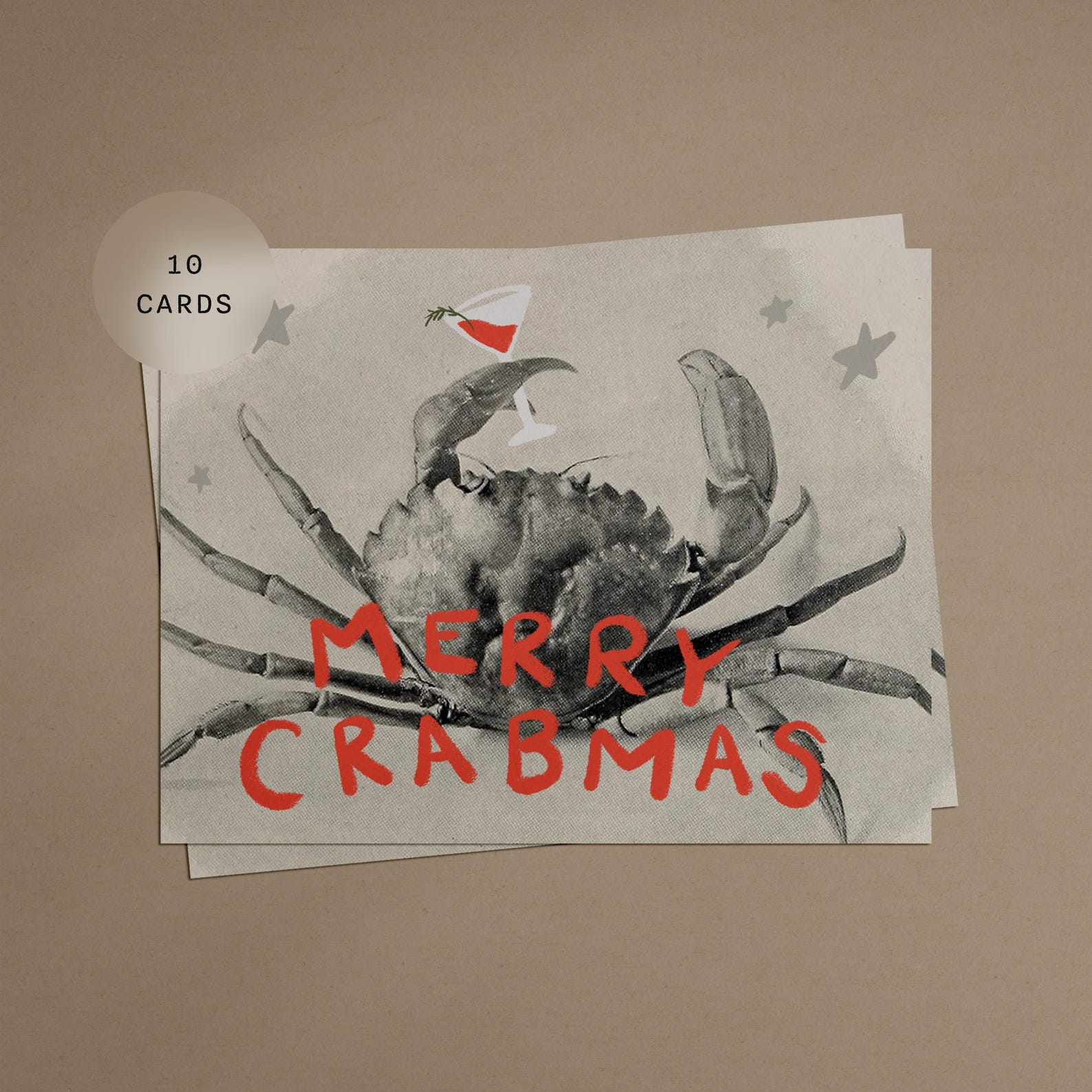 Merry Crabmas 10 Note Cards With Envelopes Altered Art of a Crab ...